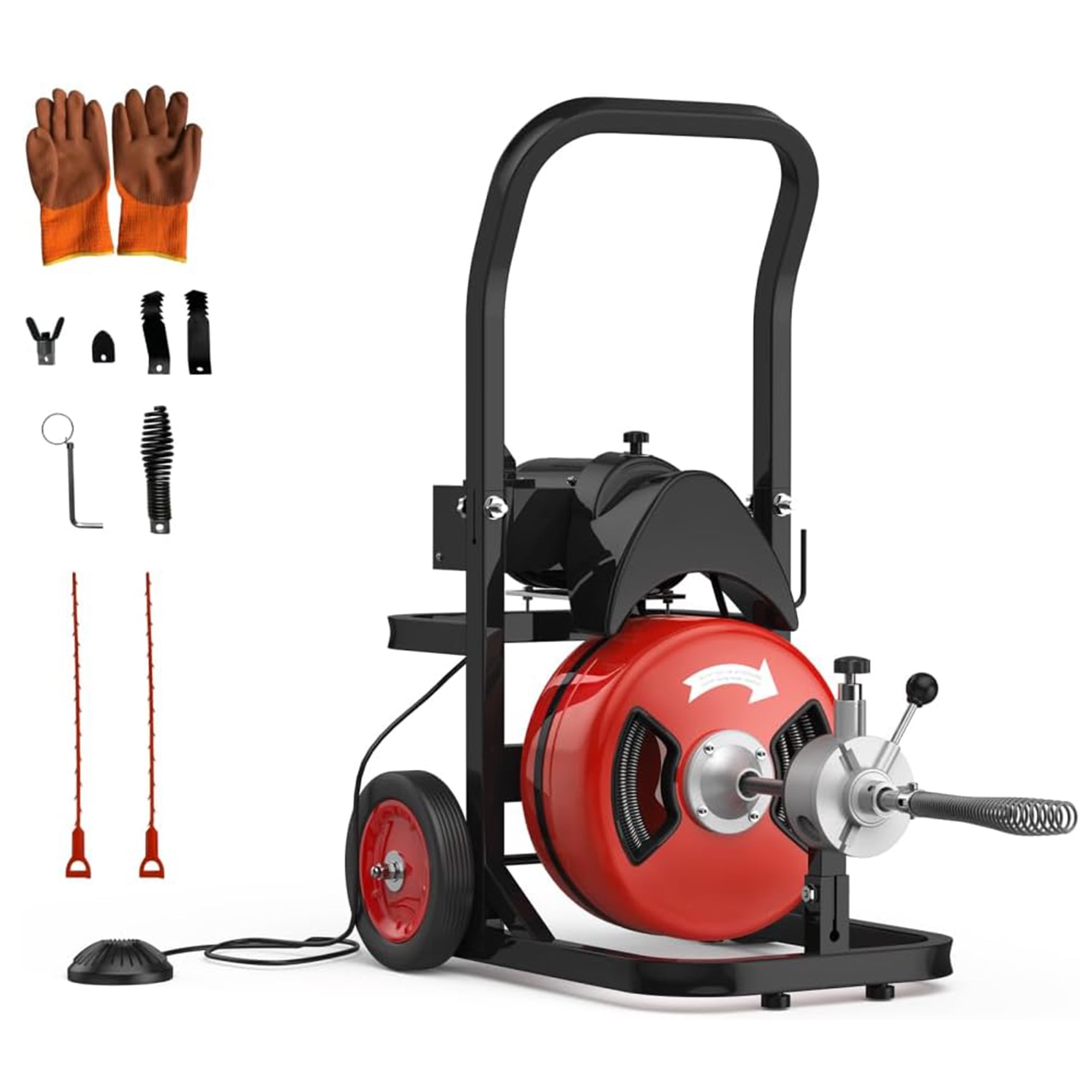 Telyswee Drain Cleaning Machine 75Ft 1/2 inch Cable, 450W Auto Feed ...