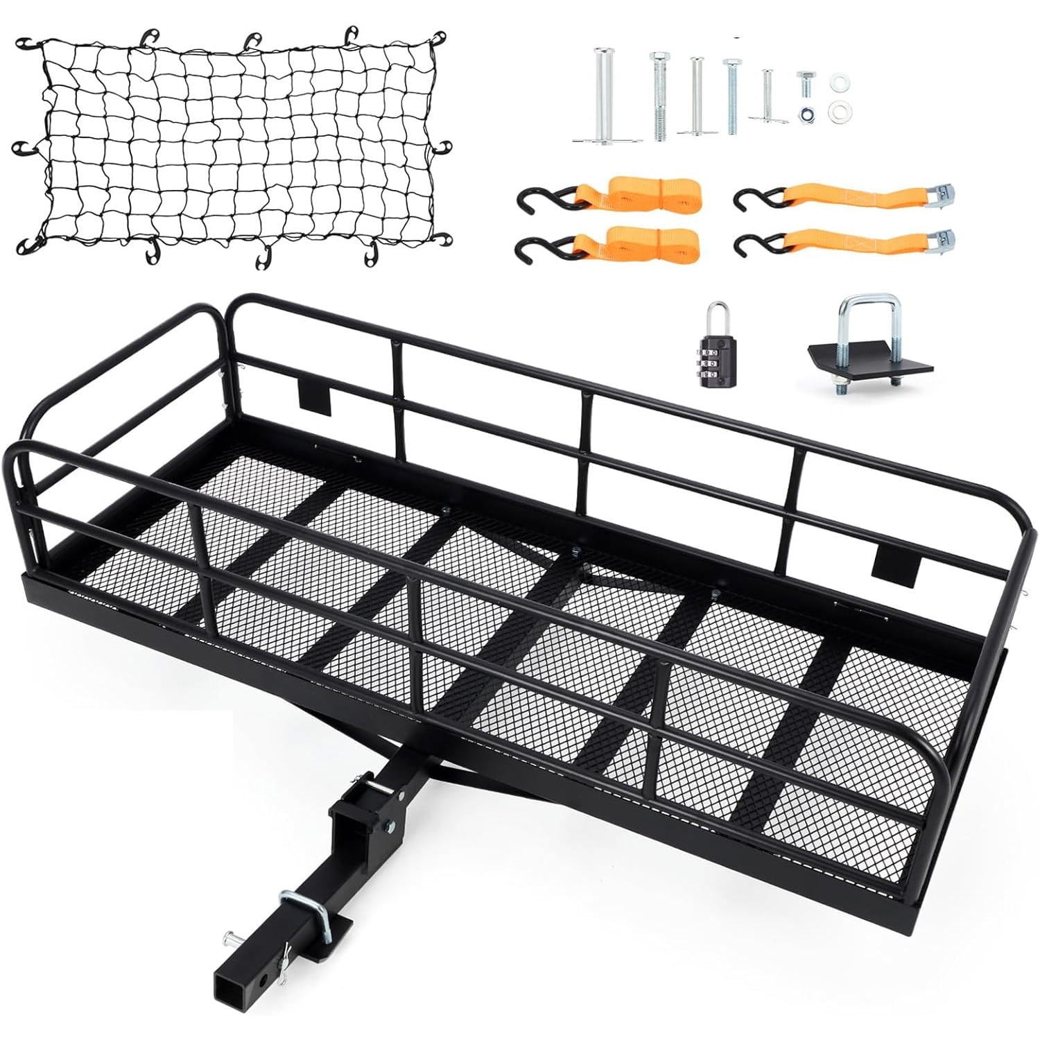 Telyswee Hitch-Mounted Cargo Carrier, 60"x24"x6" Basket with 500 lbs ...