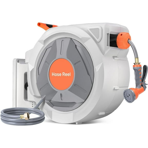 Retractable Hose Reel Water Hose Reel 100'x1/2" 180° Swivel Wall ...