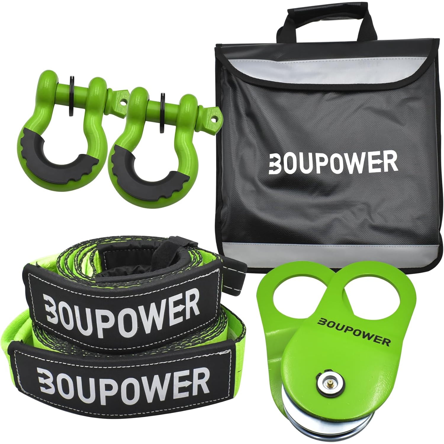 Telyswee Off Road Winch Recovery Kit, 10 Ton Heavy Duty Snatch Block ...