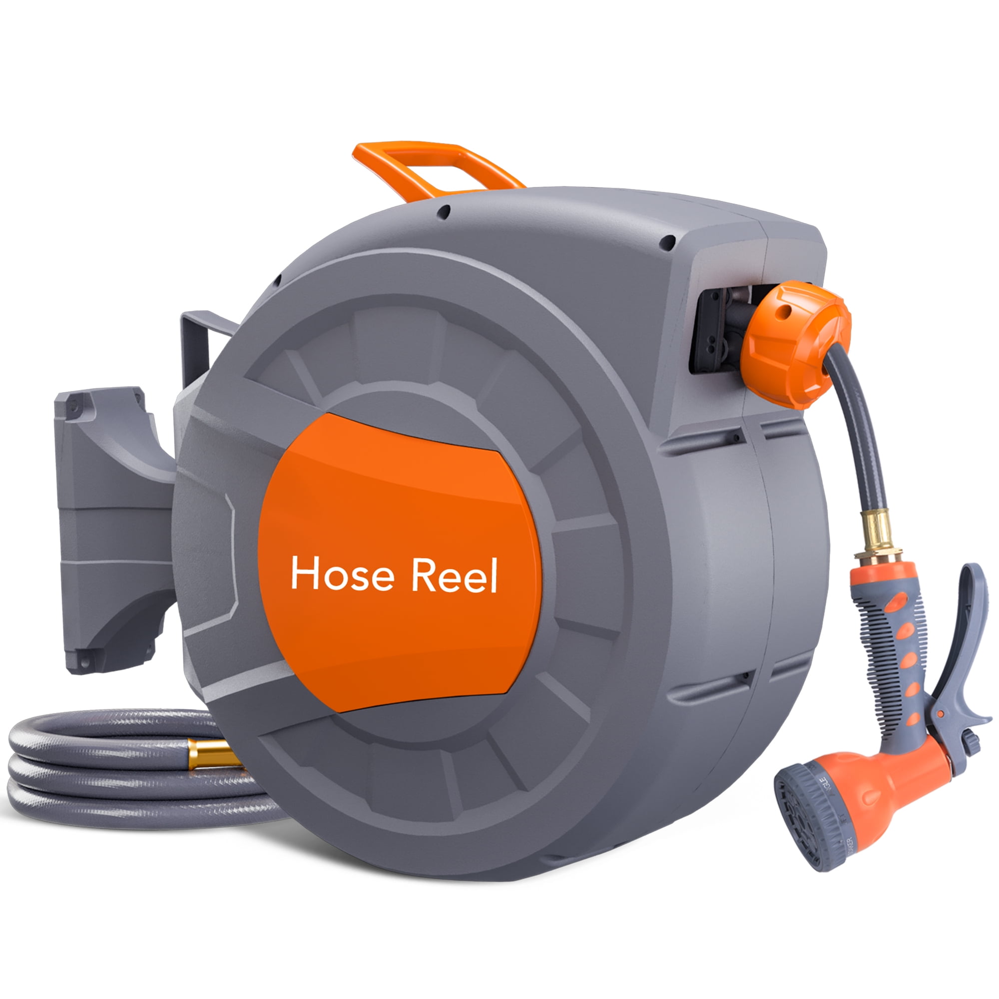 Telyswee Versatile Retractable Garden Hose Reel - 1/2 inch x 72 FT ...
