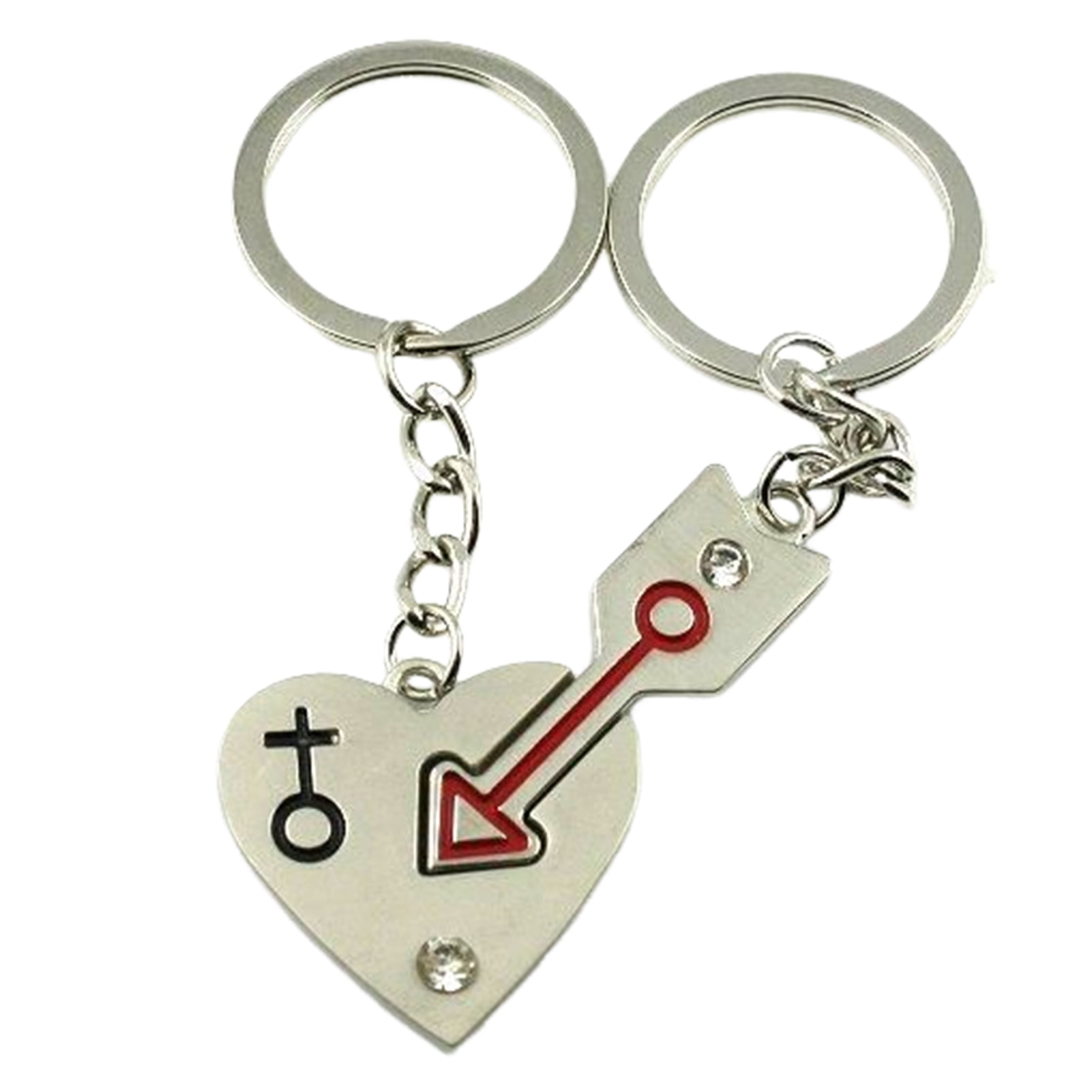 Temacd 1 Pair Couple Keychain，Matching Heart Connection Chain Stainless ...