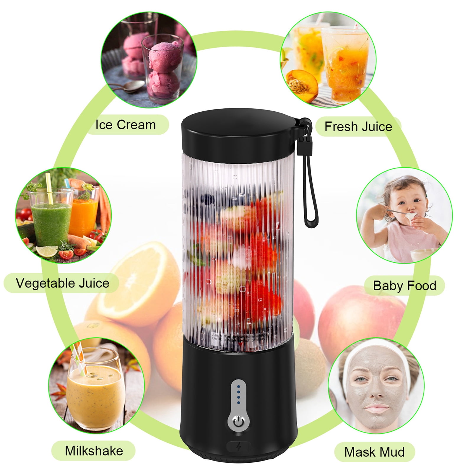 Temacd 1 Set 500ml Electric Juicer Food Grade 6 Blades USB Charging ...