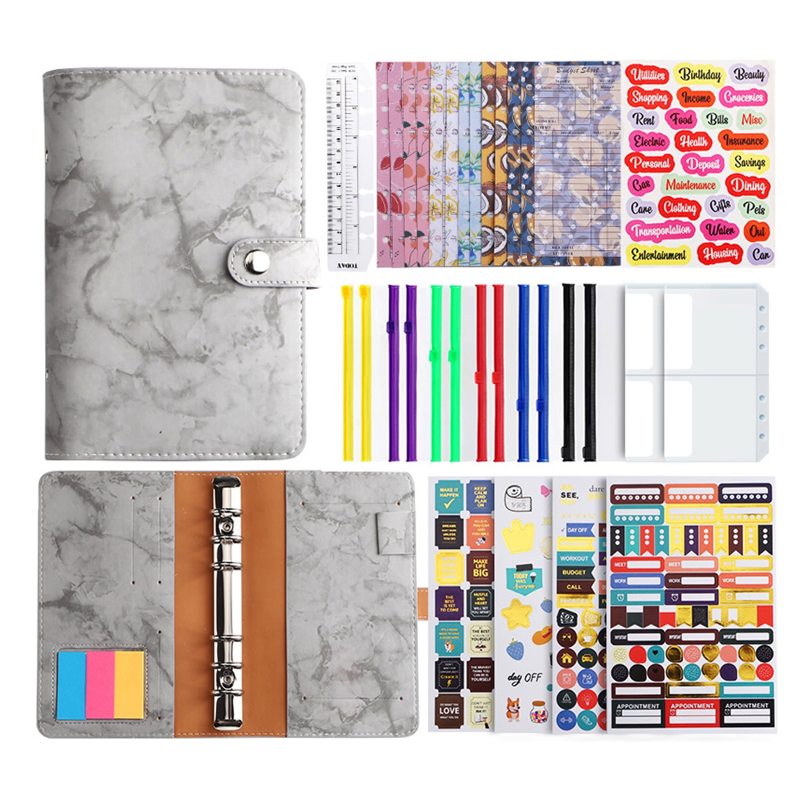 Temacd 1 Set A6 Budget Binder Thick Paper Waterproof Buckle Design Tear ...