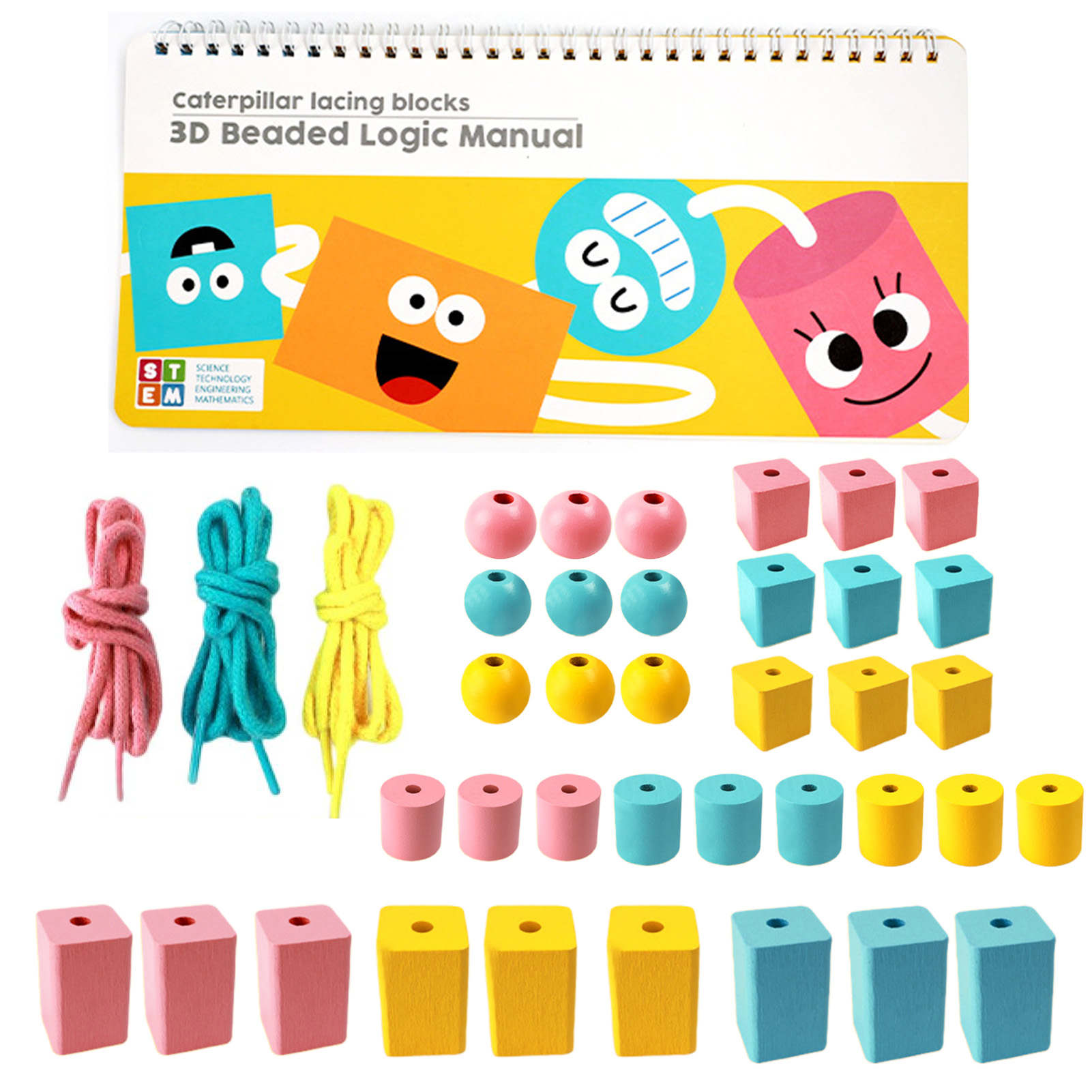 Temacd 1 Set Brain Game Color Recognition Water-based Paint Wood Lacing ...