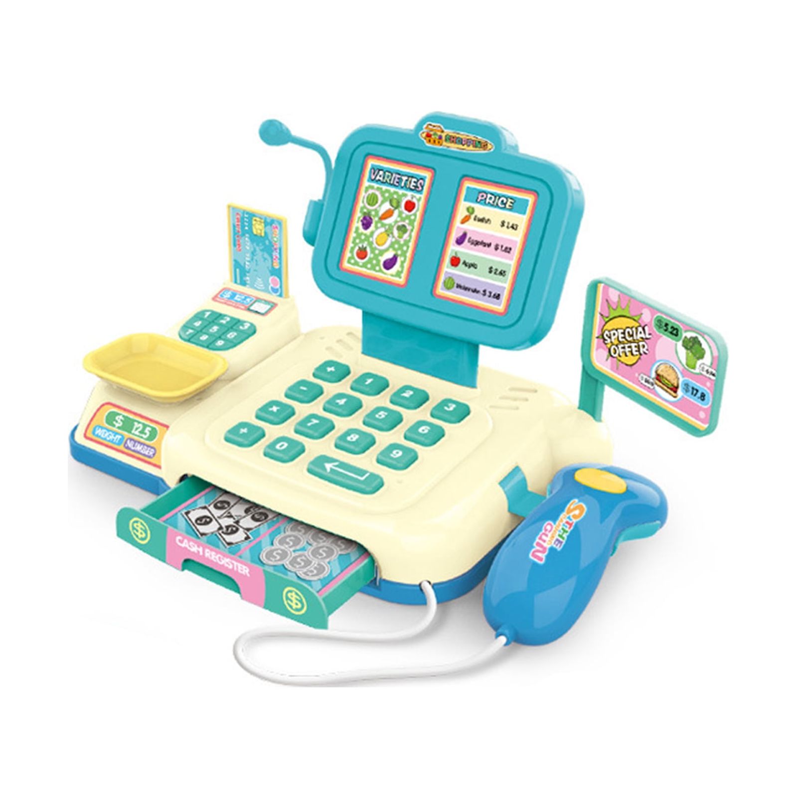 Temacd 1 Set Cash Register Toys Simulated Light Music Rich Accessories ...