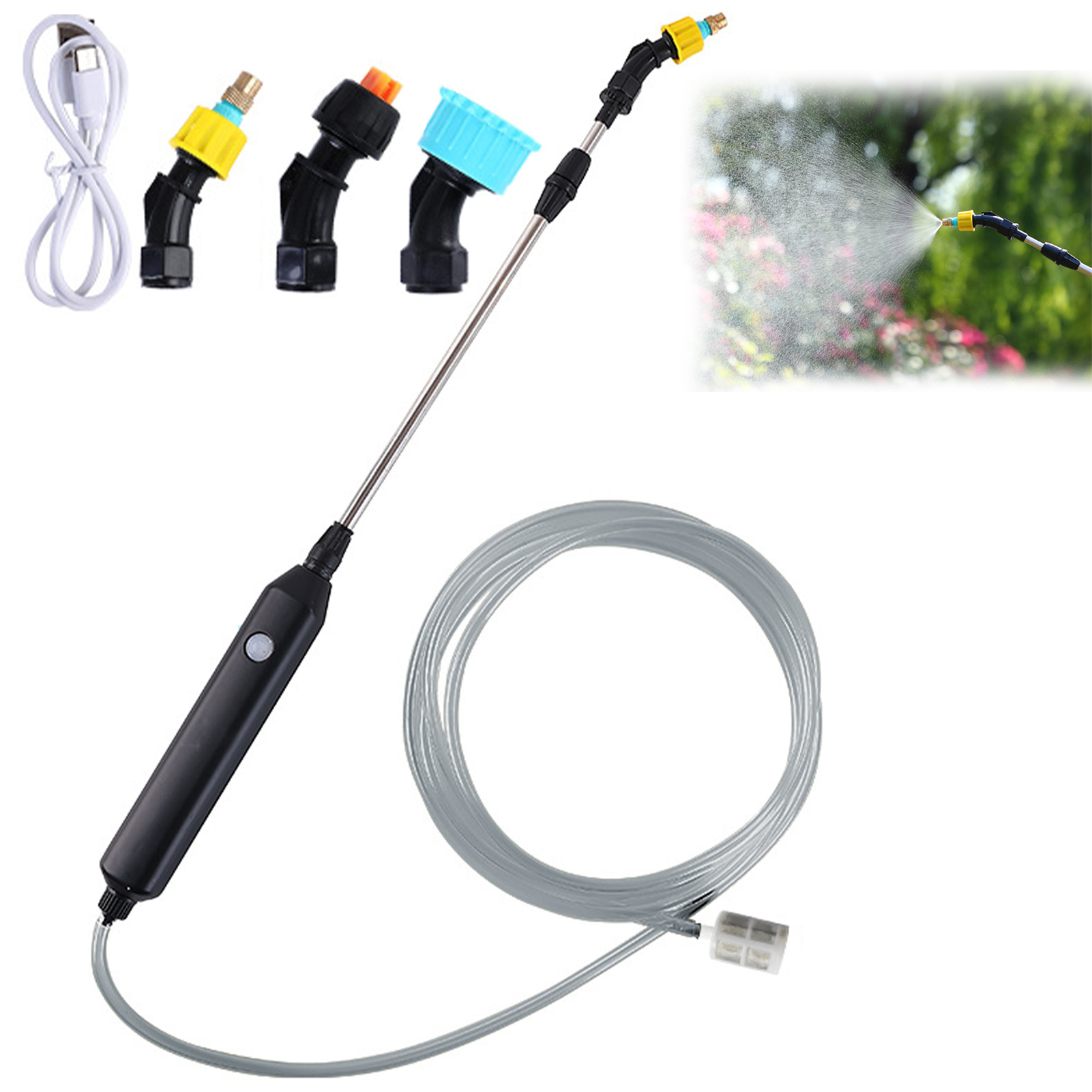 Temacd 1 Set Electric Watering Sprayer Extendable Handle Stainless ...