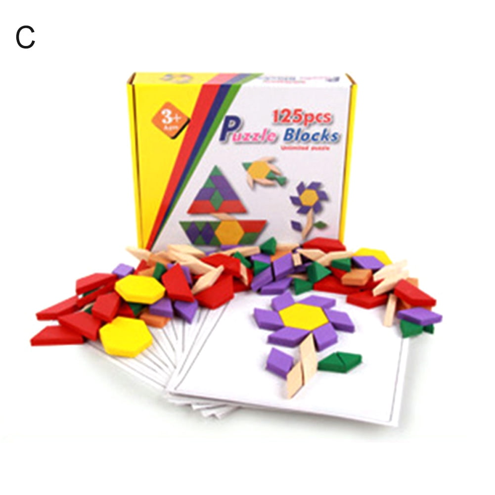 Temacd 1 Set Kids Pattern Blocks Geometric Puzzle Educational ...