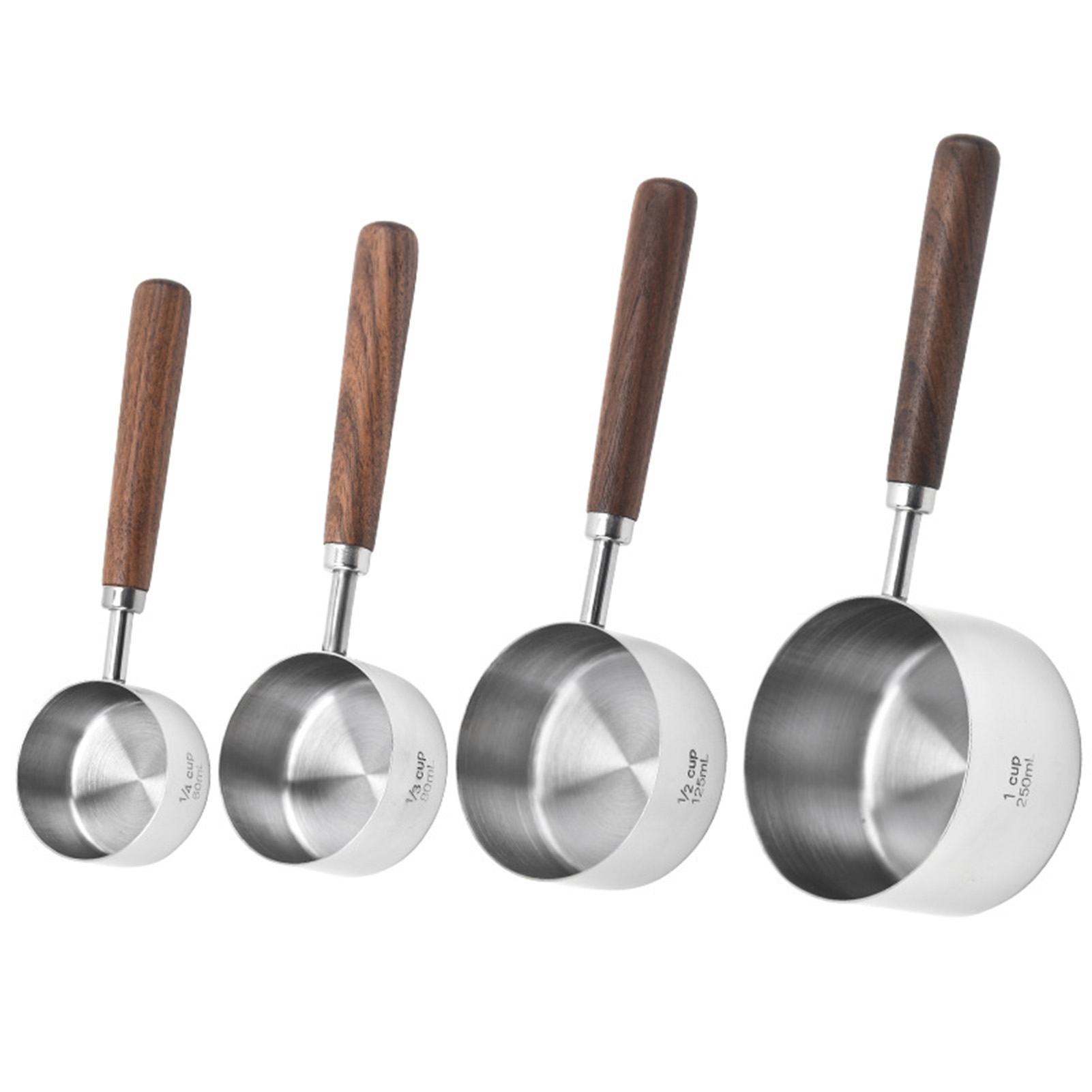 Temacd 1 Set Measuring Spoon,Stainless Steel Measuring Cups with Wood ...