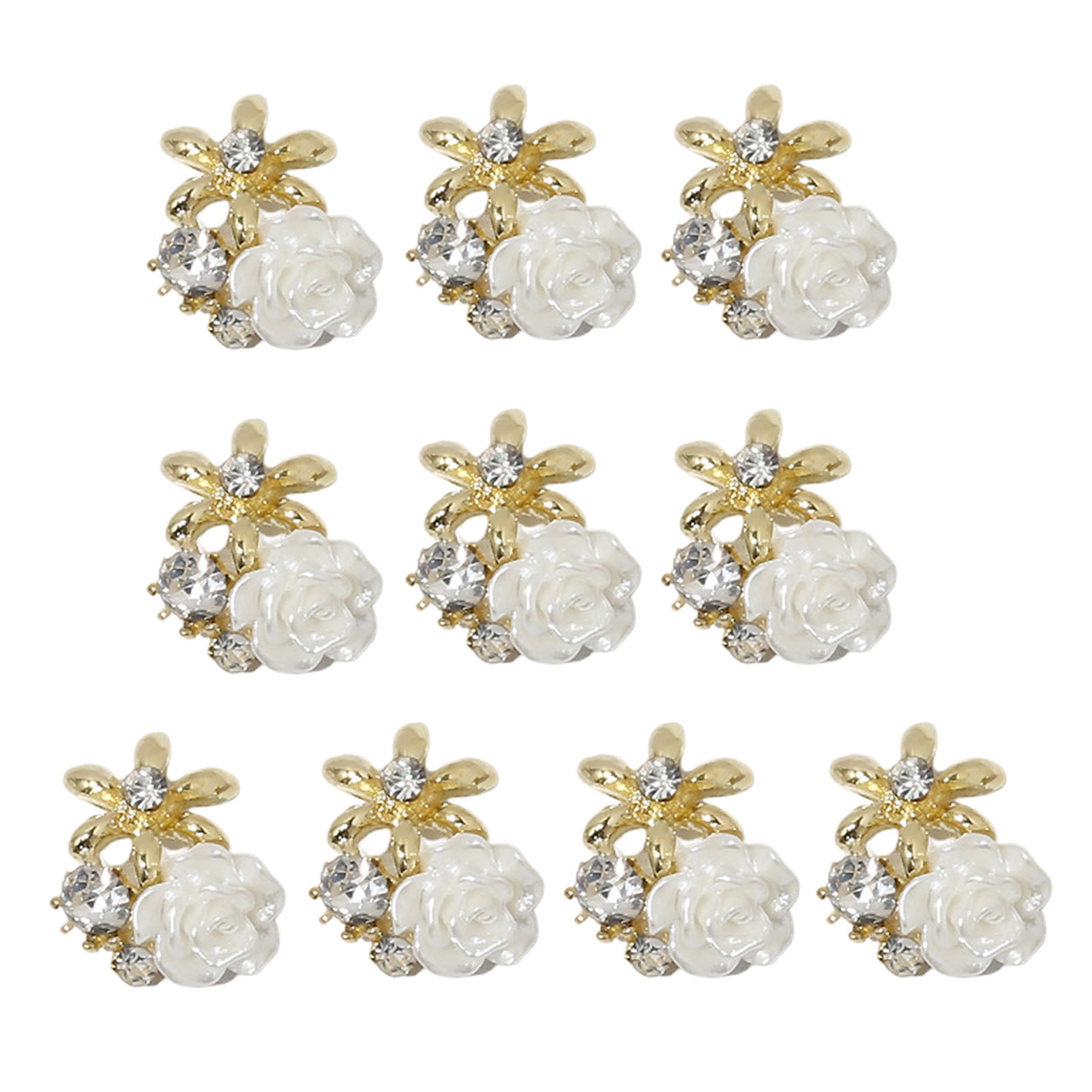 Temacd 10Pcs Nail Ornament Three-dimensional Shining Easy Paste Gloss ...