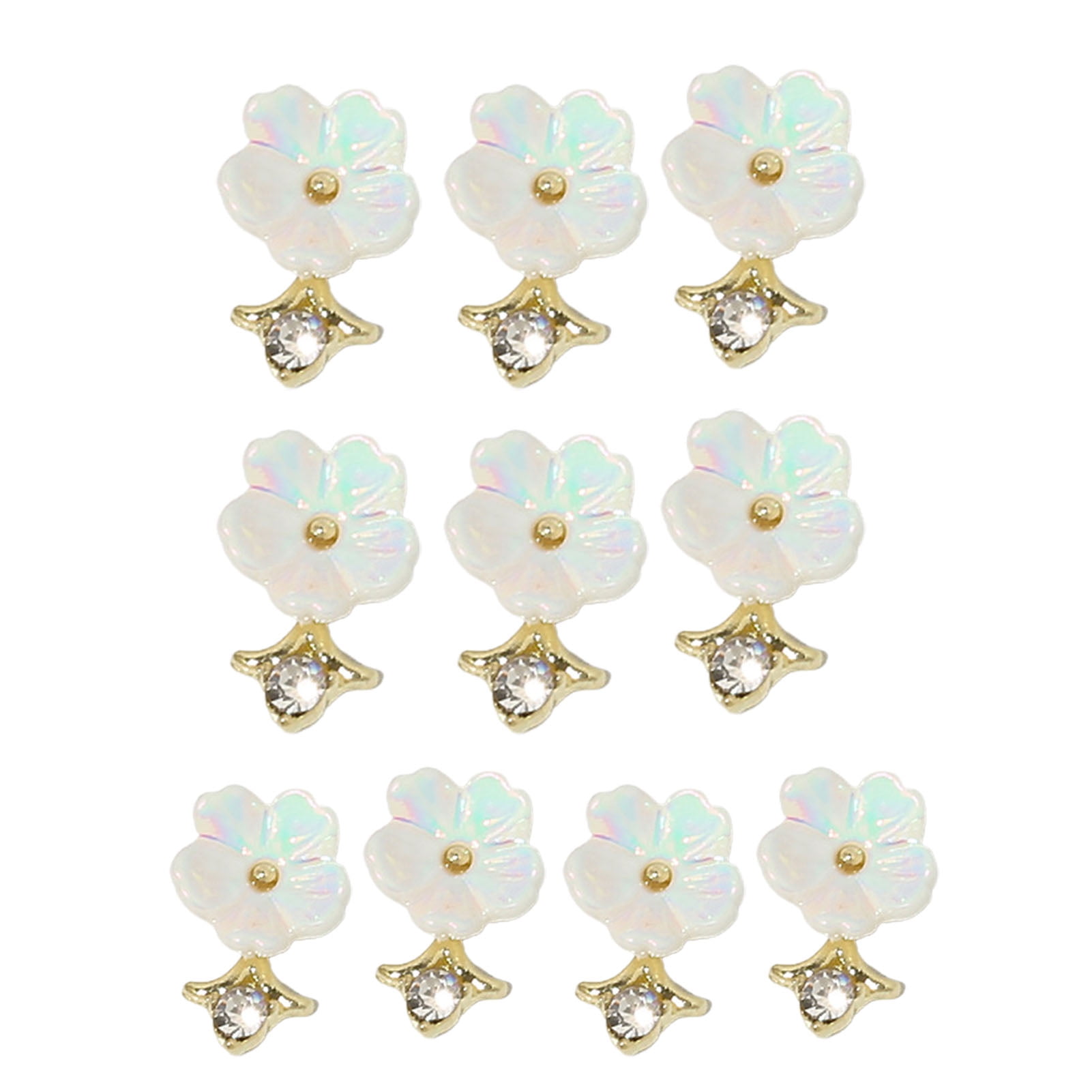 Temacd 10Pcs Nail Ornament Three-dimensional Shining Easy Paste Gloss ...