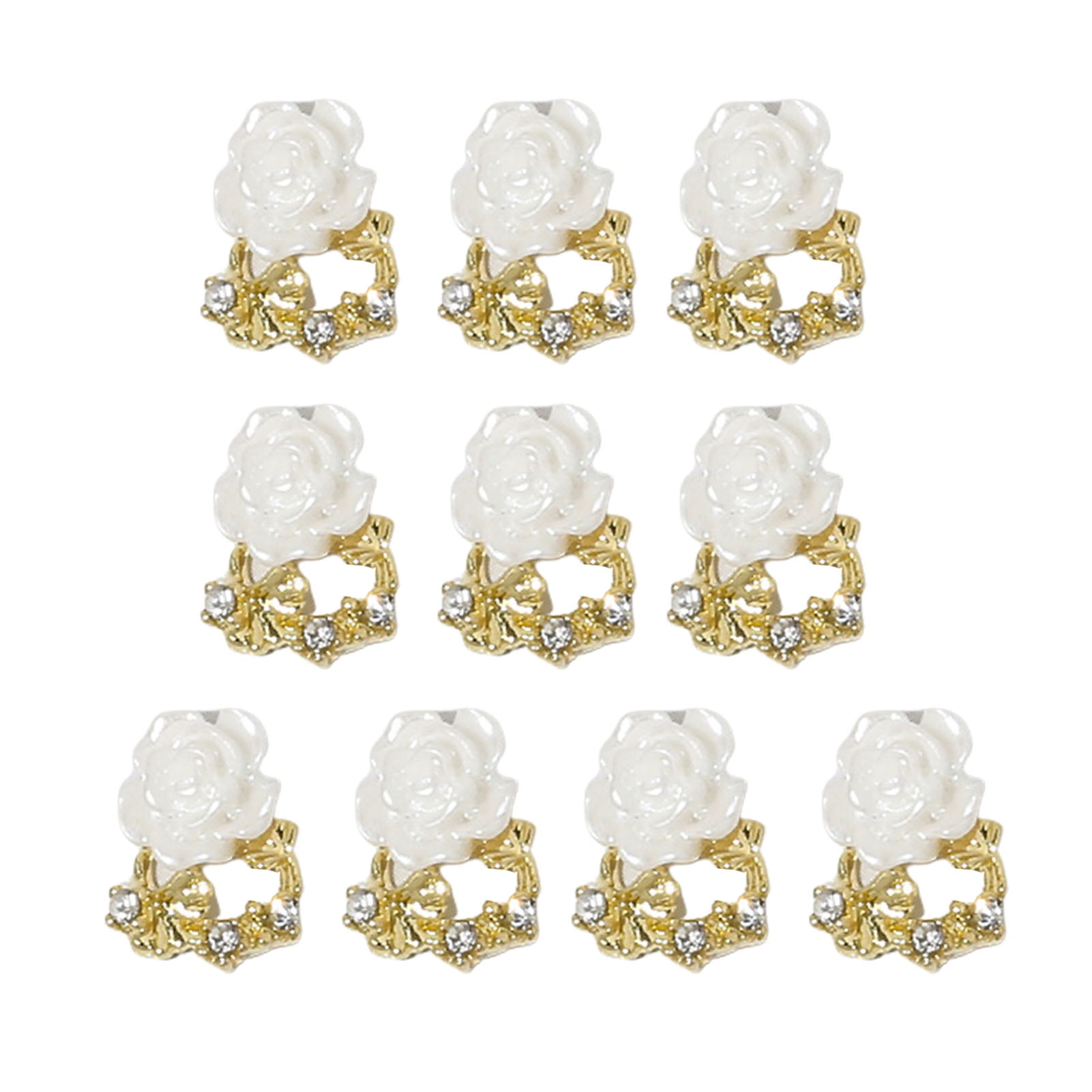 Temacd 10Pcs Nail Ornament Three-dimensional Shining Easy Paste Gloss ...