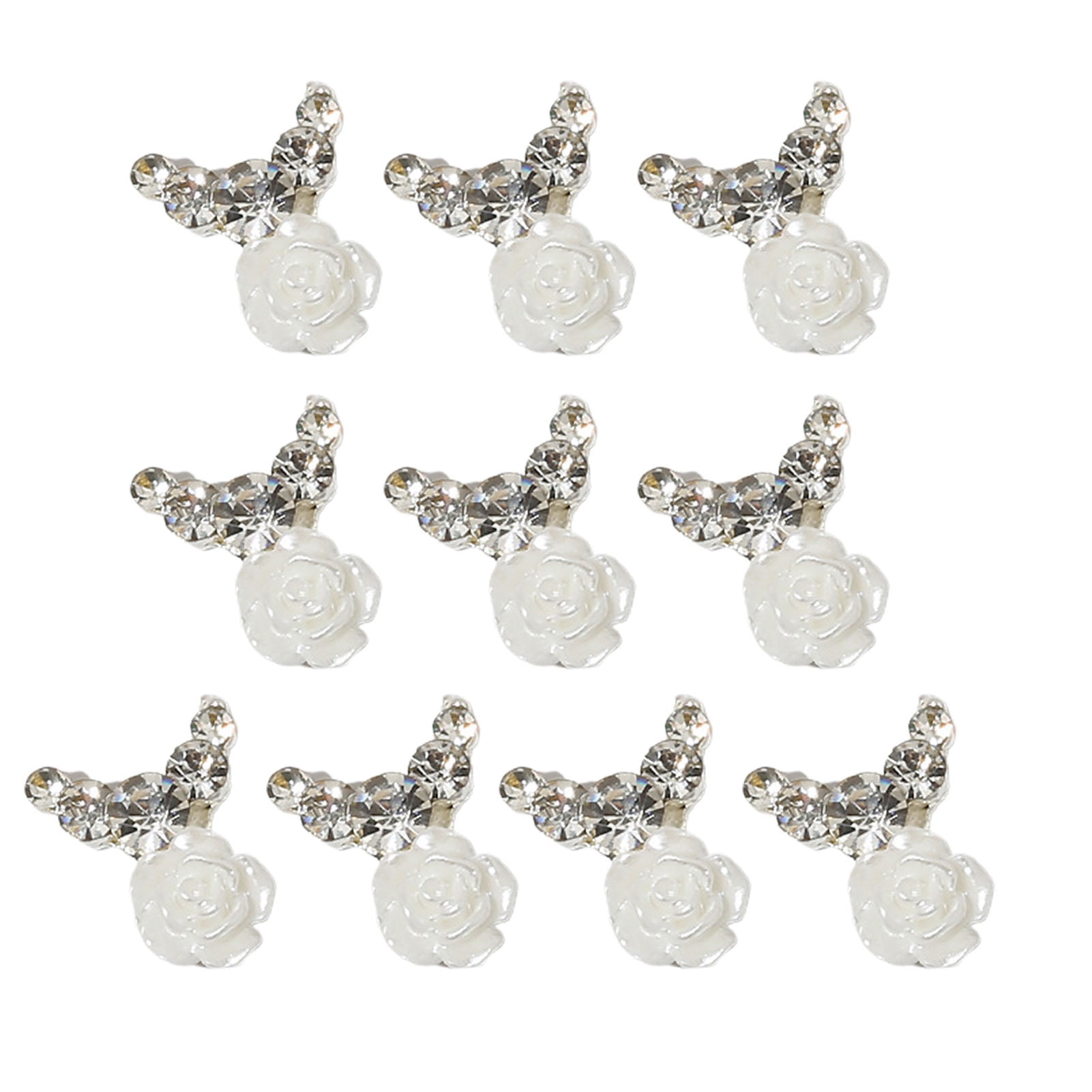 Temacd 10Pcs Nail Ornament Three-dimensional Shining Easy Paste Gloss ...