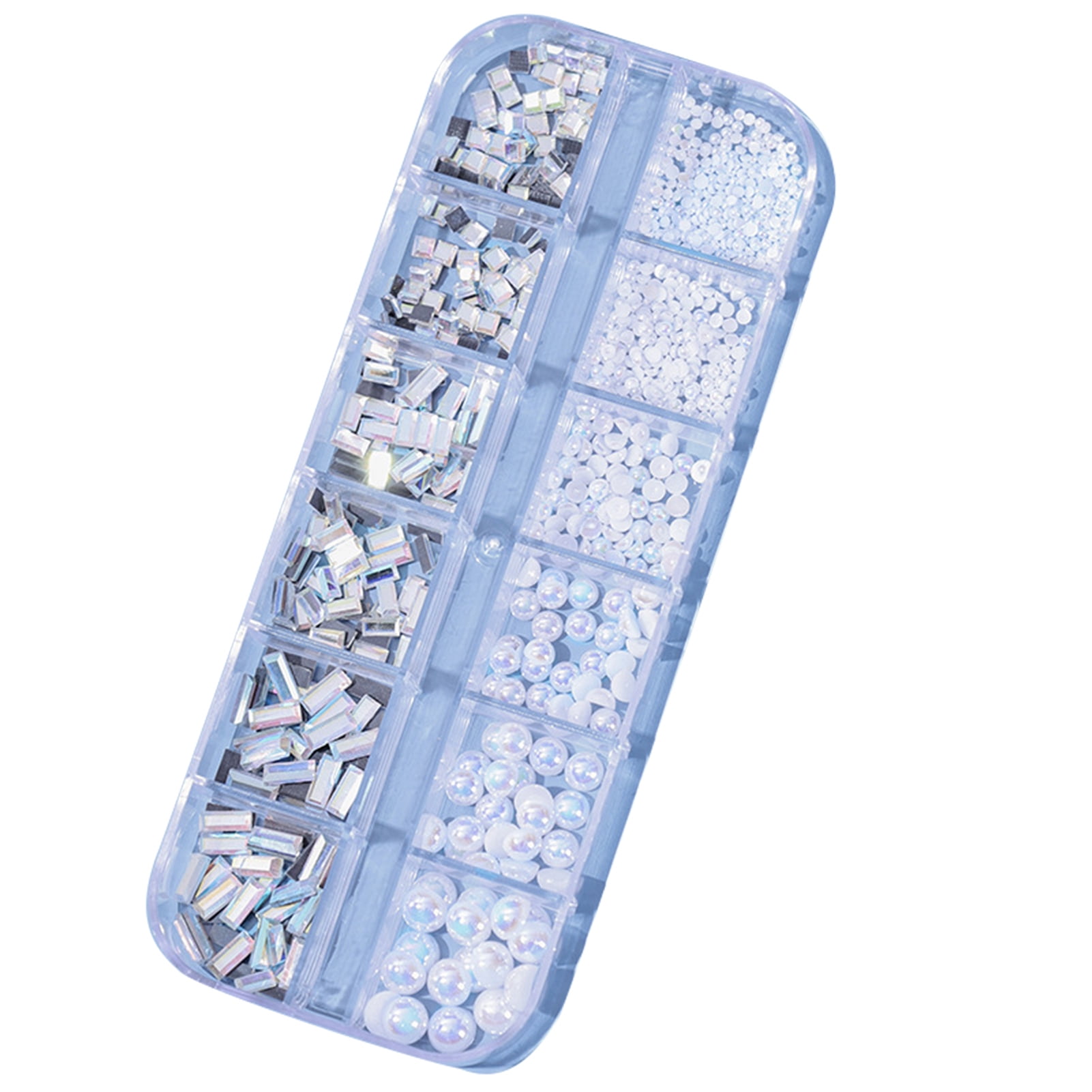 Temacd 12Grids/Box Flat Back Nail Art Rhinestone 3D Effect Faux Pearl ...