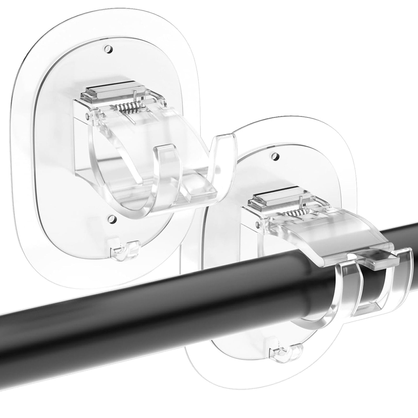 Temacd 2 Pcs Curtain Rod Hooks Two Installation Ways Self-adhesive No ...