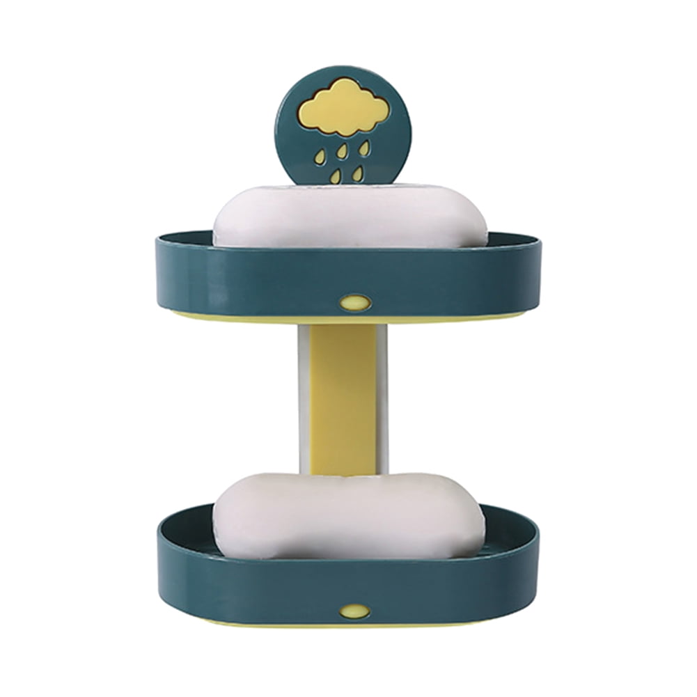 Temacd 2-layer Cloud Punch Free Soap Storage Box Draining Rack Bathroom ...