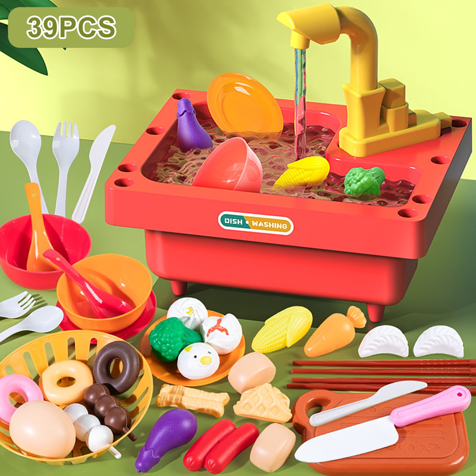 Temacd 39Pcs/Set Kitchen Sink Toys with Water Cycle System Safe Fun ...