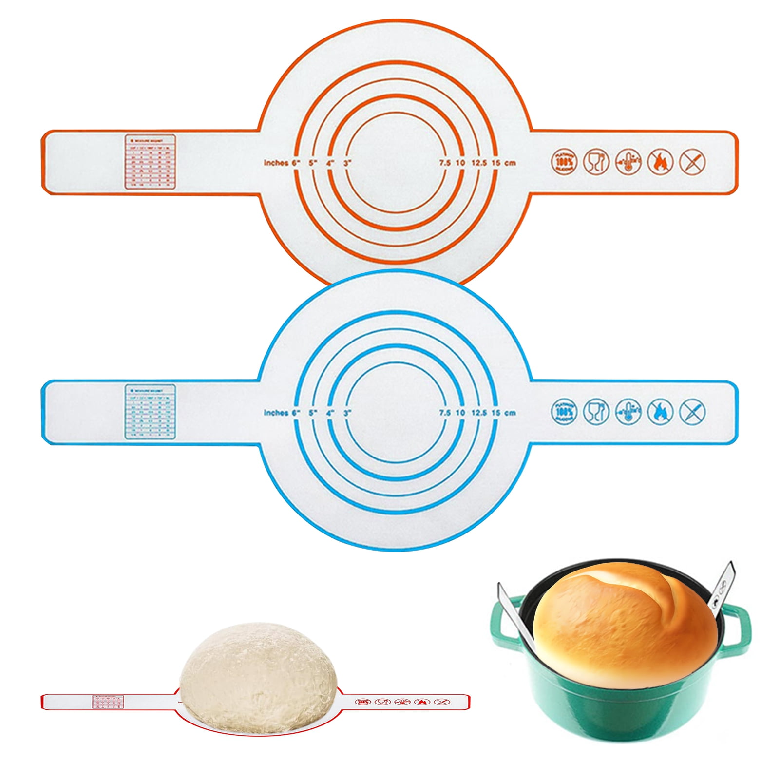 Temacd 3Pcs Silicone Baking Mat Non-Stick Bread Sling Reusable Food ...