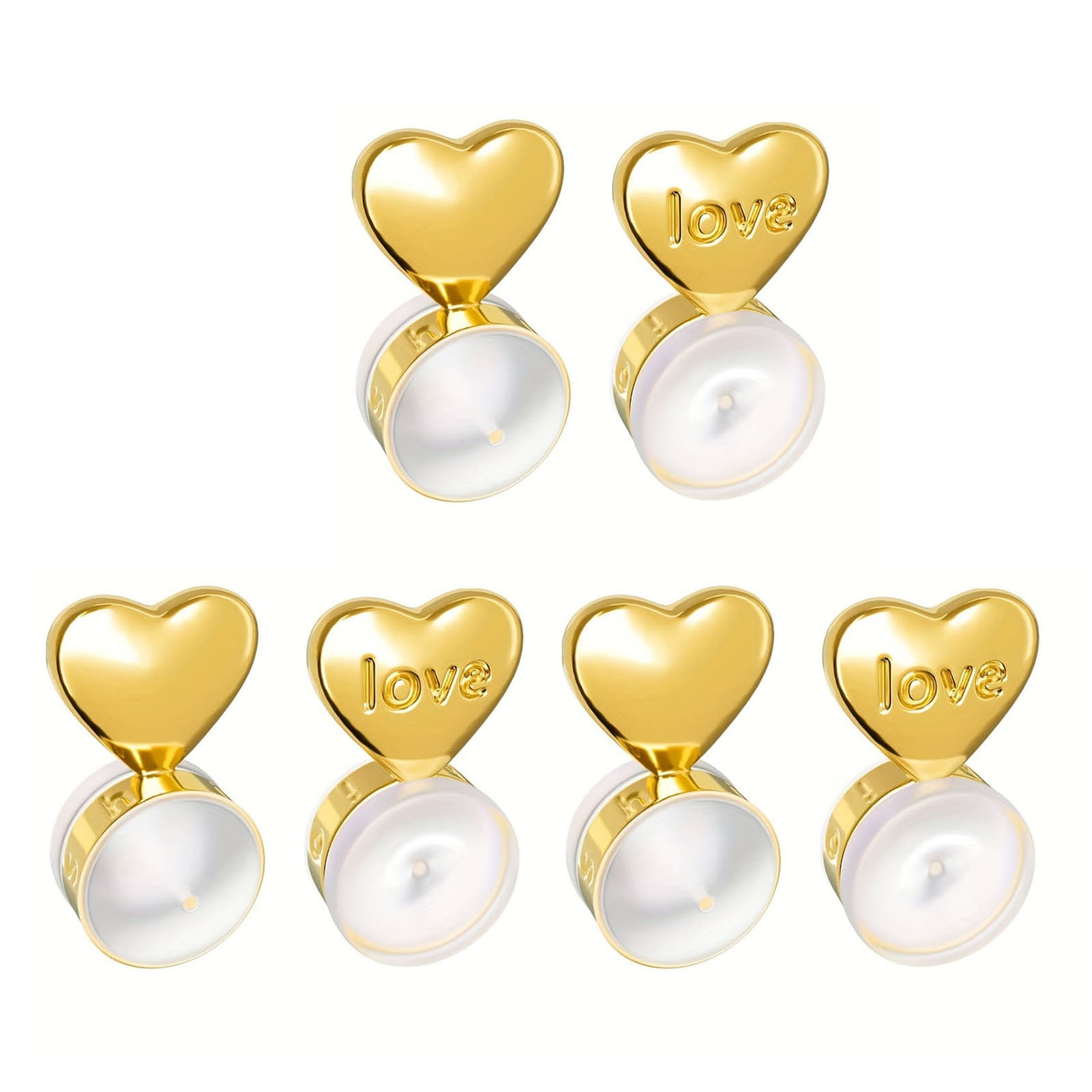 Temacd 6Pcs Earring，Backs Heart Shape Earring，Lifter Backs Silicone ...
