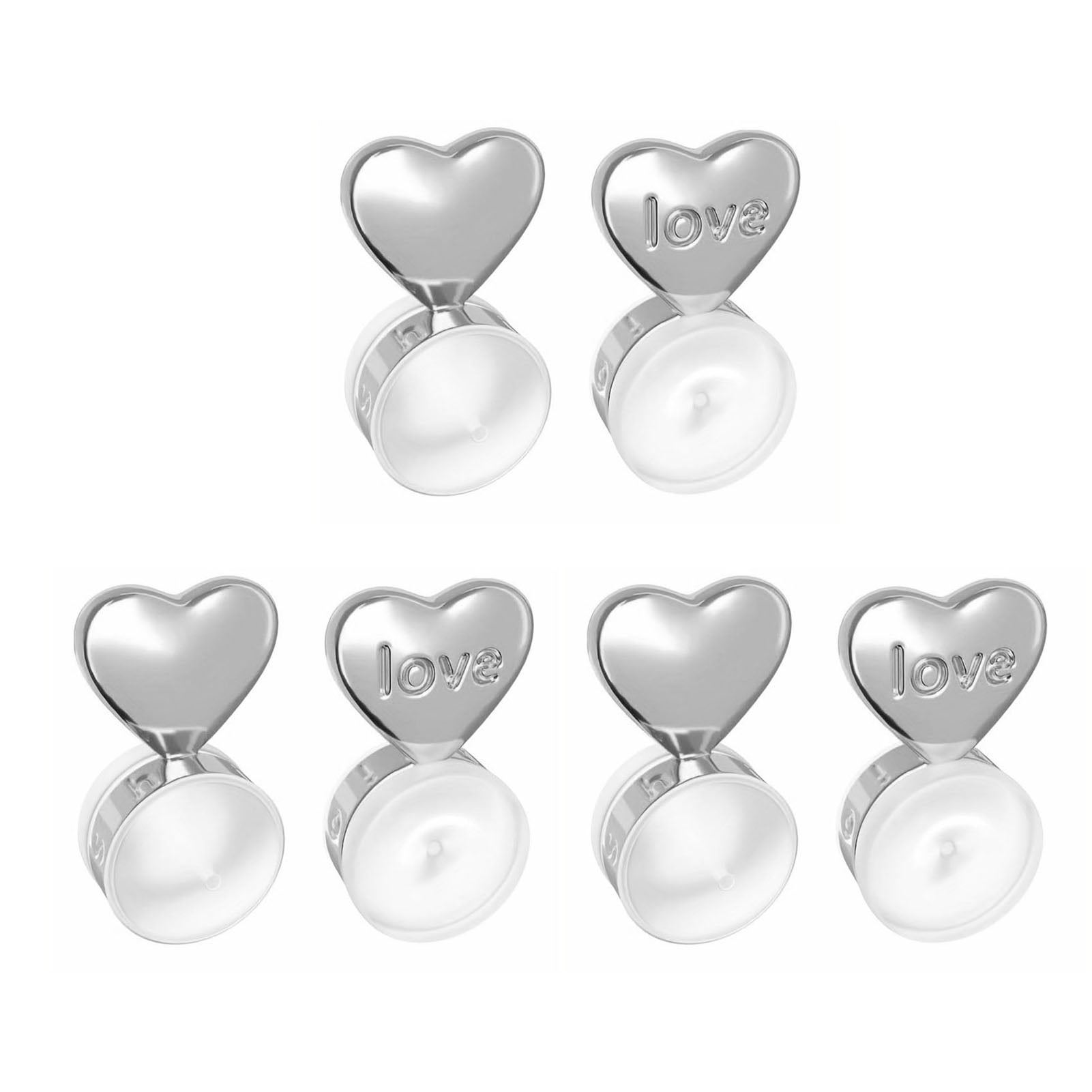 Temacd 6Pcs Earring，Backs Heart Shape Earring，Lifter Backs Silicone ...