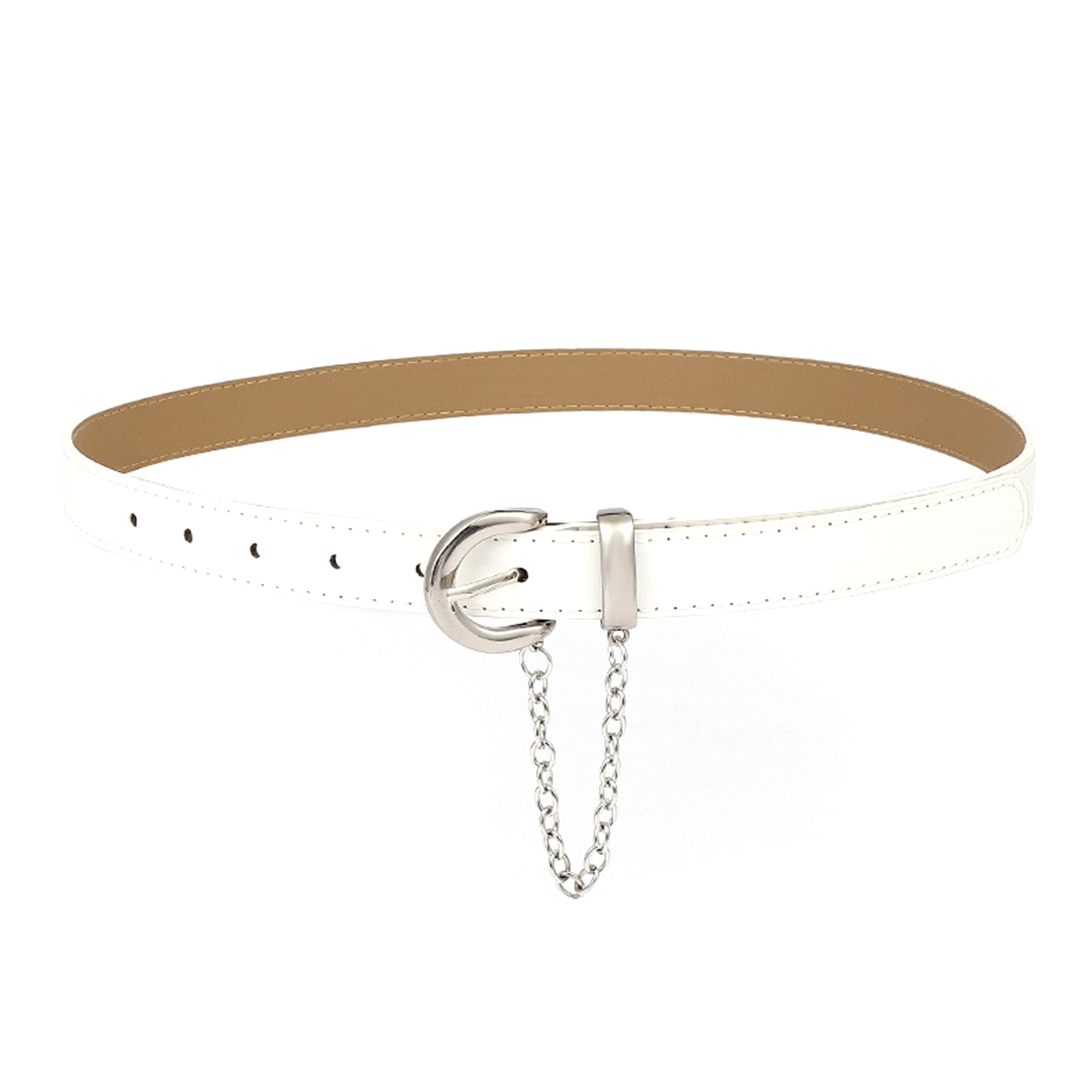 Temacd Adjustable Multi Holes Pin Buckle Hip Hop Style Women Belt Faux ...