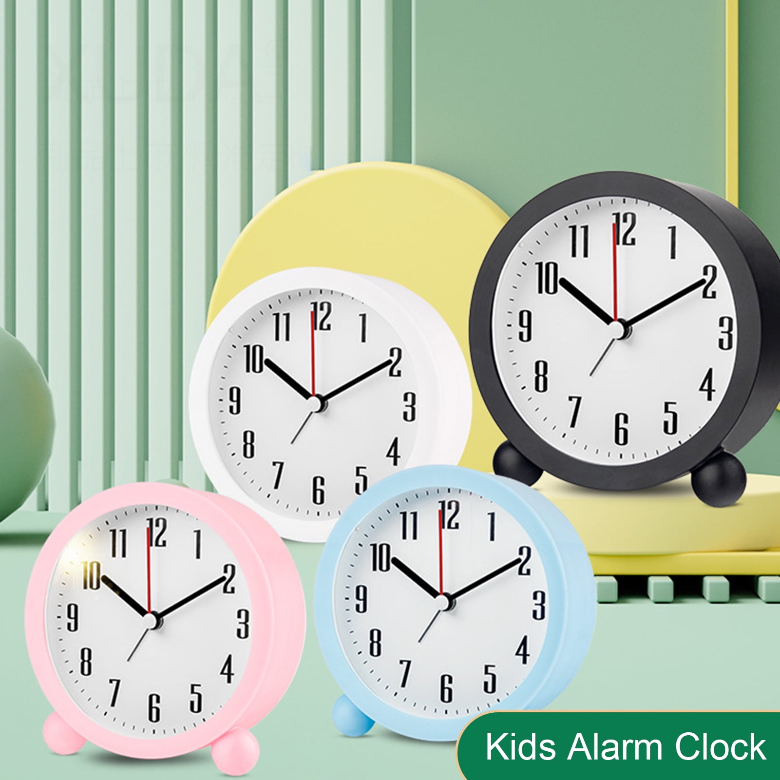 Temacd Alarm Clock with Night Light Quiet Small Round Easy Set Battery ...