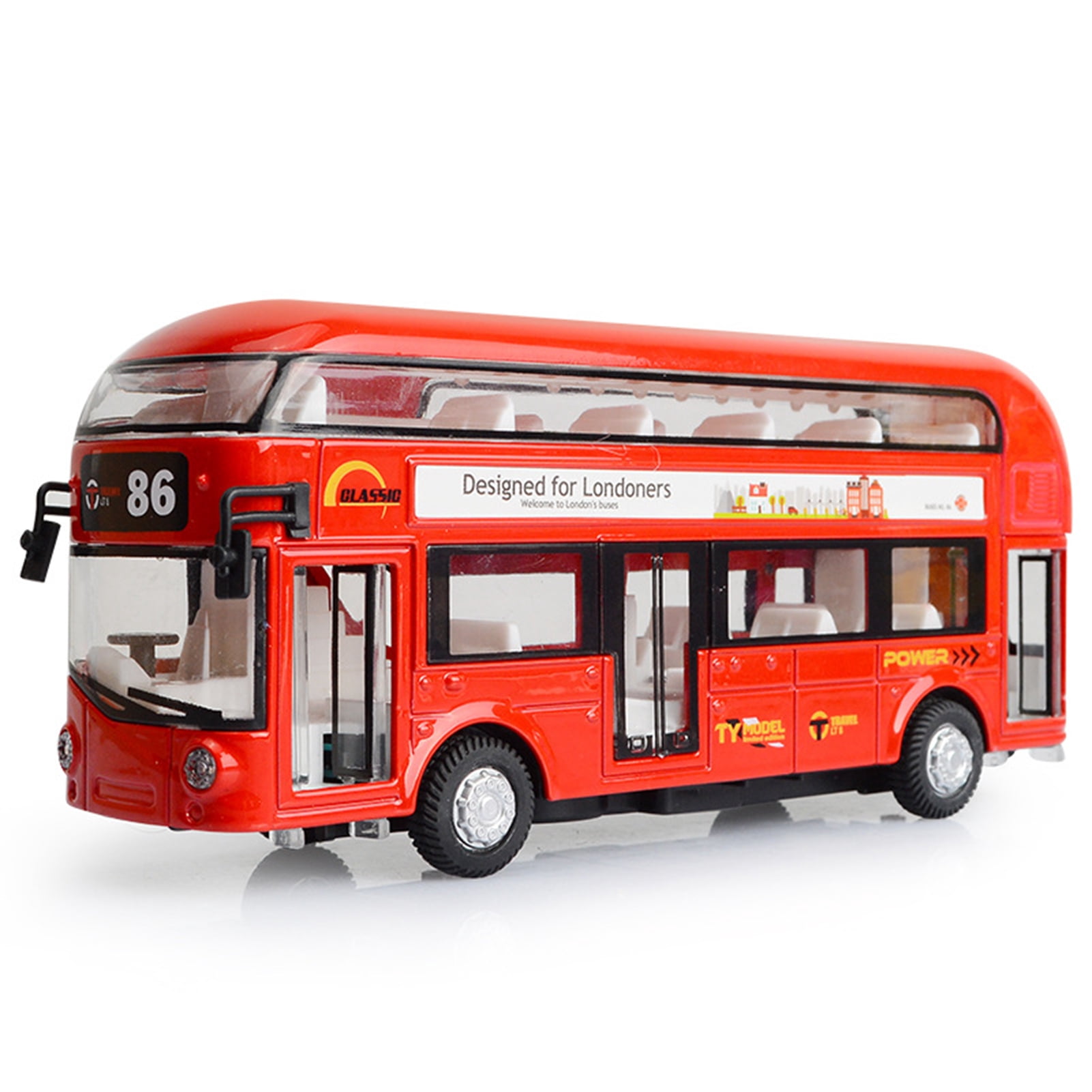 Temacd Alloy Tourist Bus Model Pullback Car Figure Children Gift Home ...