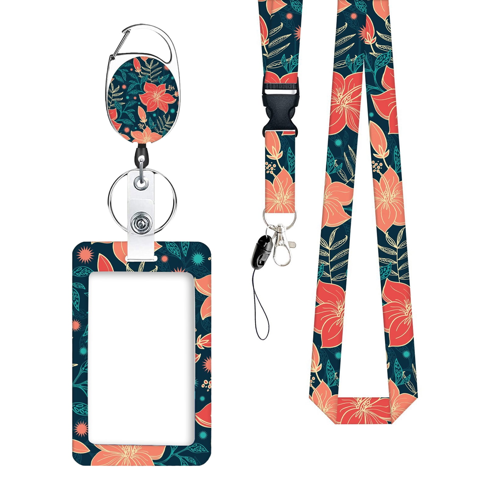 Temacd Badge Holder Retractable Reel with Lanyard Carabiner Clip Office ...