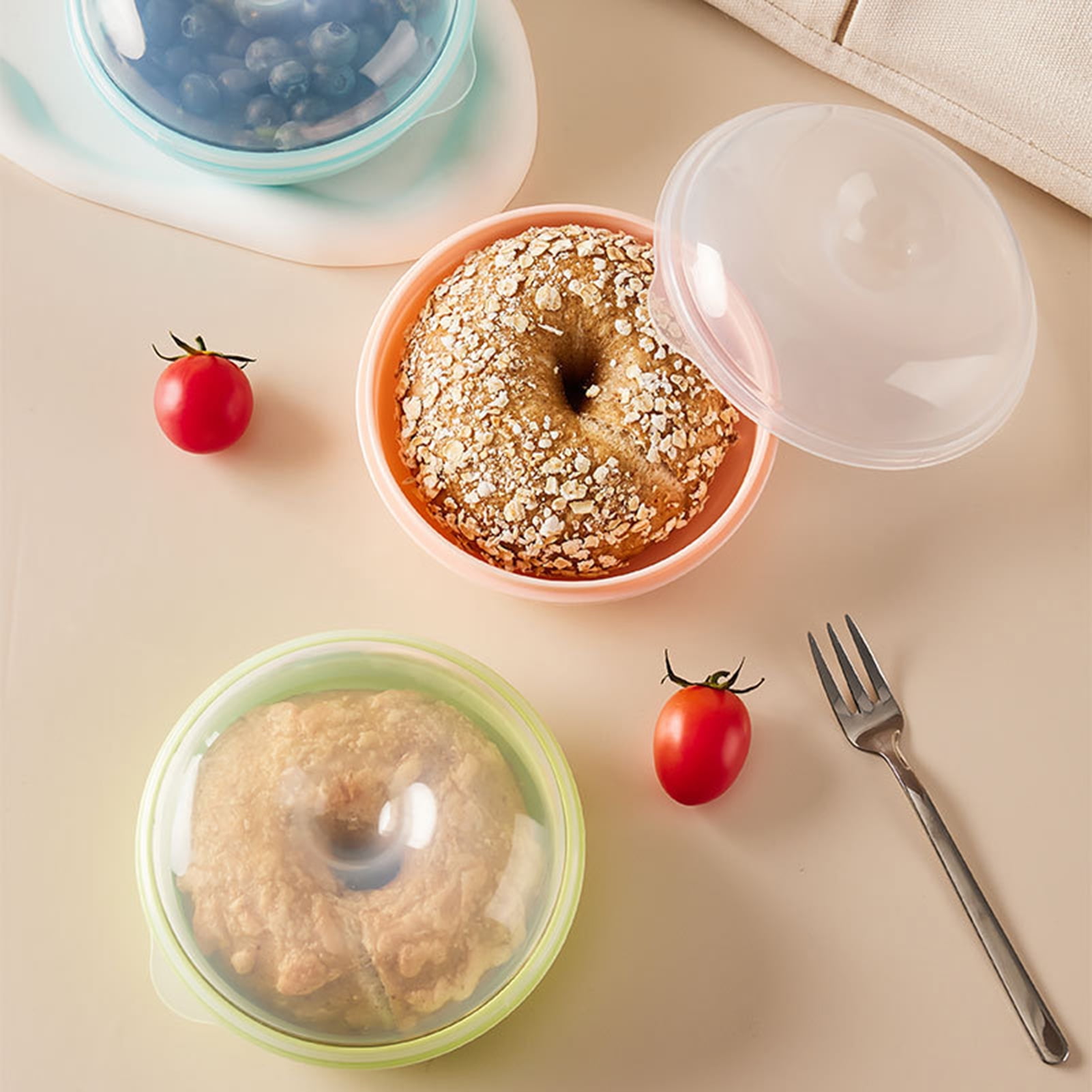 Temacd Bagel Container with Transparent Lid Strong Sealing Microwave ...