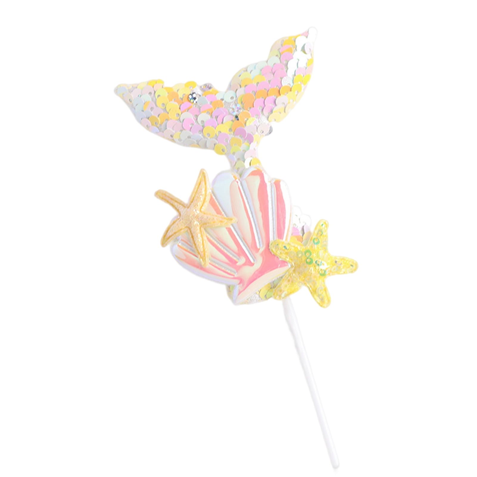 Temacd Cake Topper Colorful Sequin Shell Beautiful Handmade Baking ...