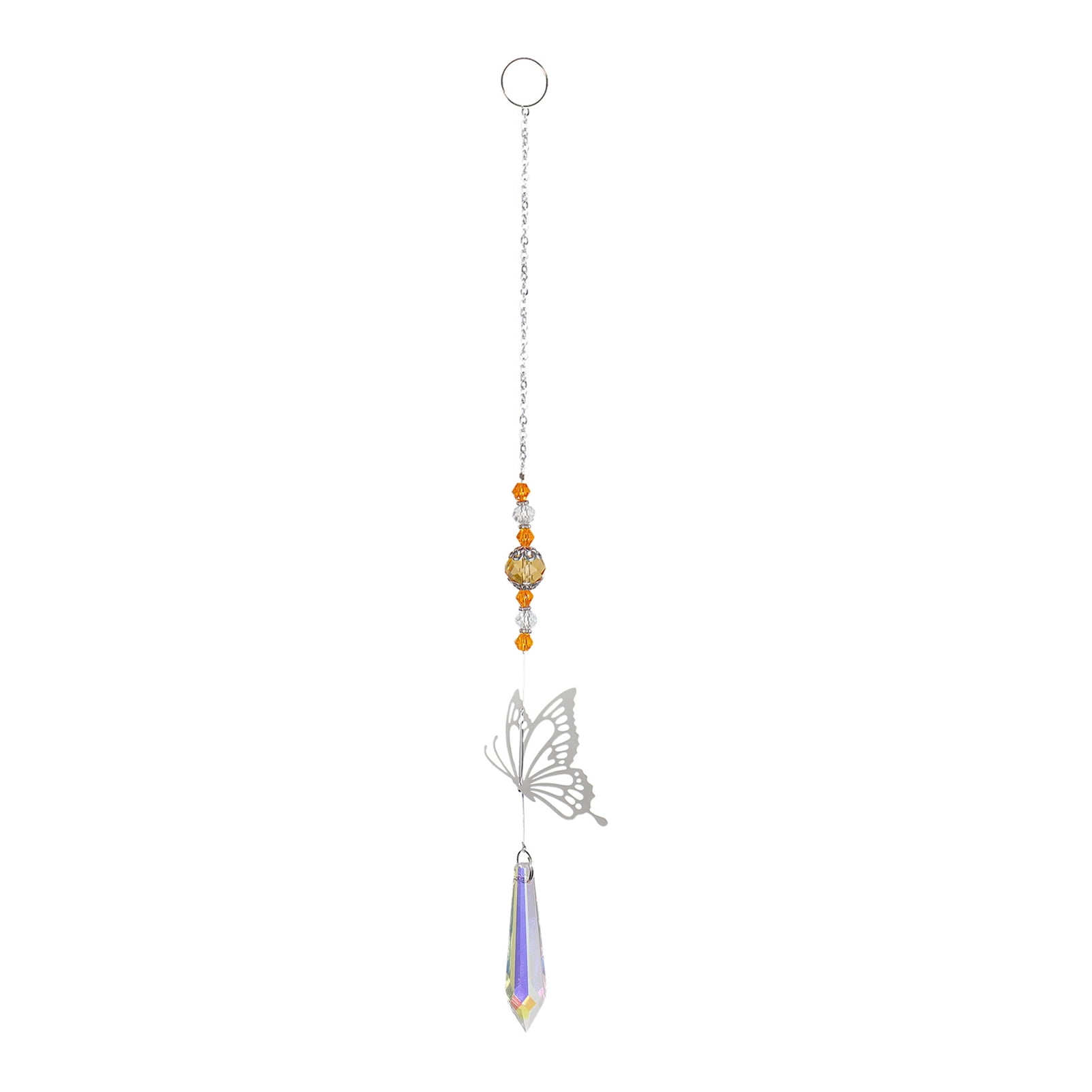 Temacd Faux Crystal Pendant Metal Hanging Butterfly Shaped Wind Chimes ...