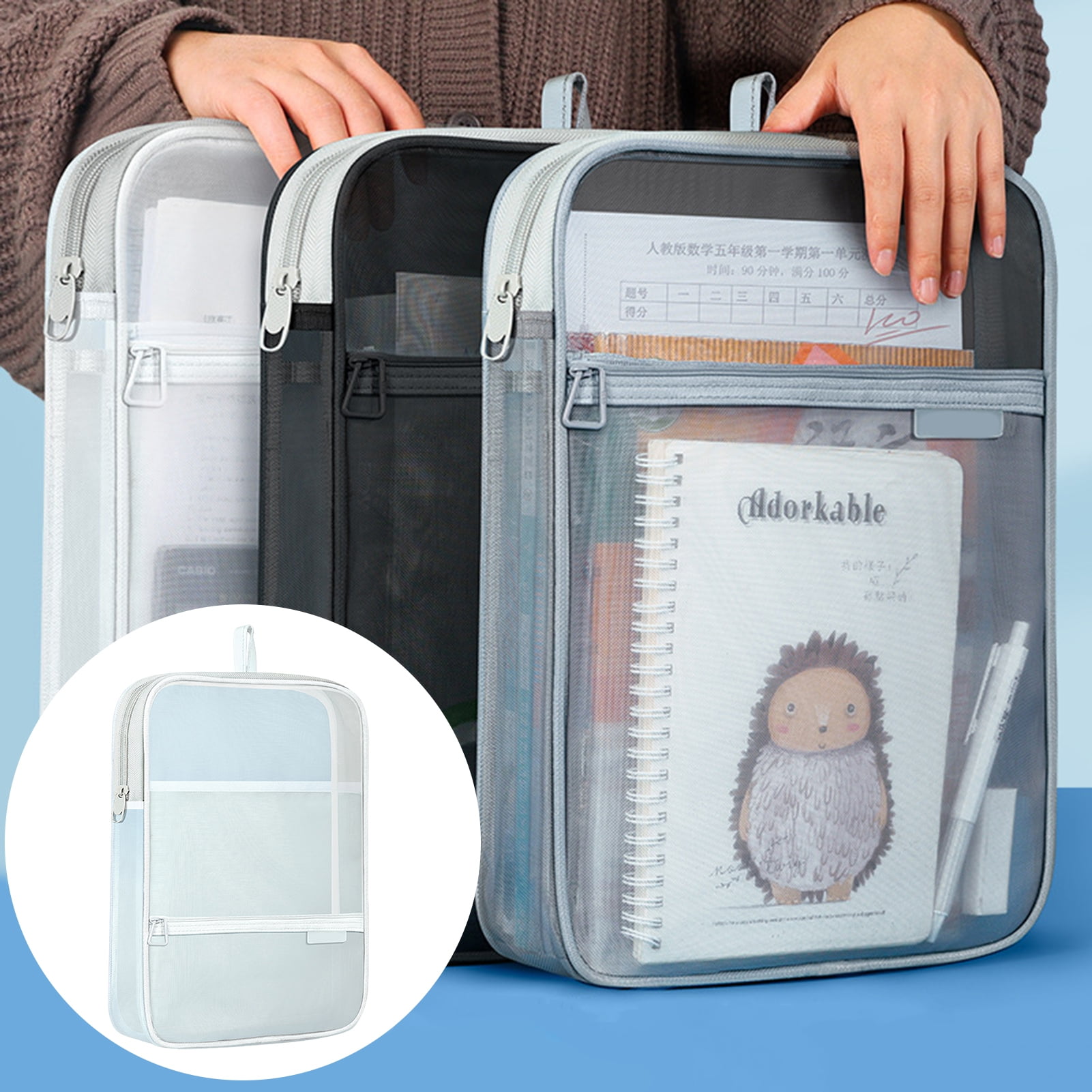 Temacd File Holder Large Capacity Mesh Document Bag Transparent Design ...