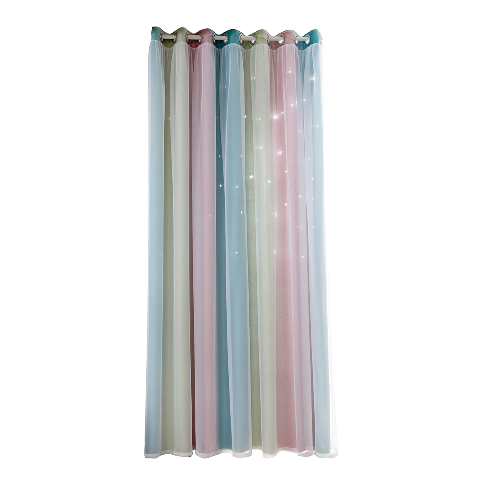 Temacd Gradient Star Curtain Lightproof Polyester Double Layer ...