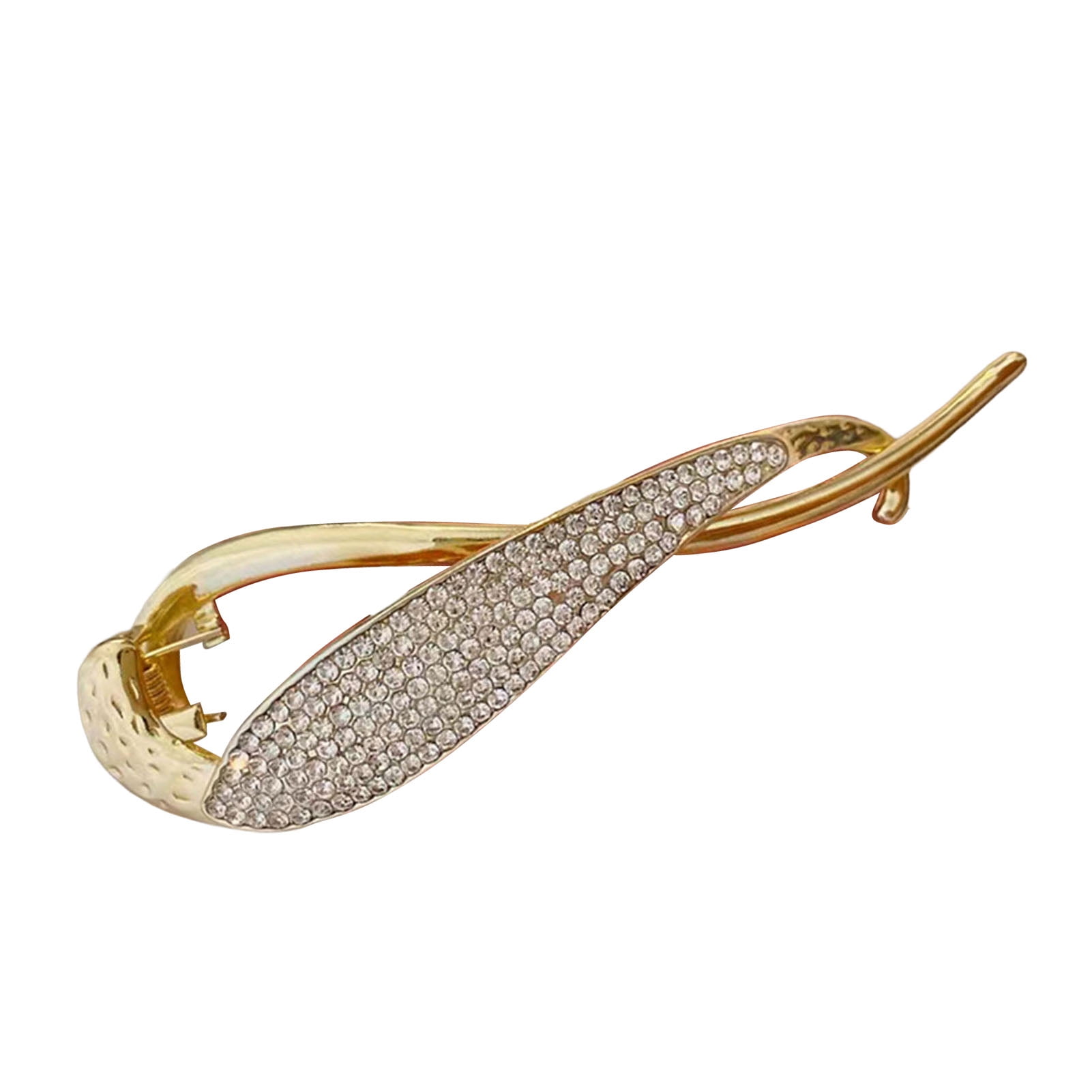 Temacd Hair Clip Golden-plated Faux Pearl Decor Electroplating S Shape ...