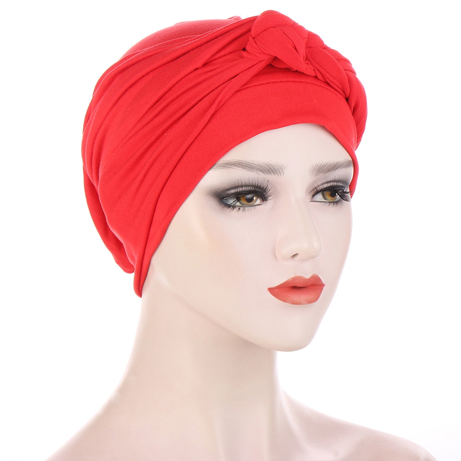Temacd Head Scarf Braid Headdress Brimless Pure Color Turban Cap Party ...