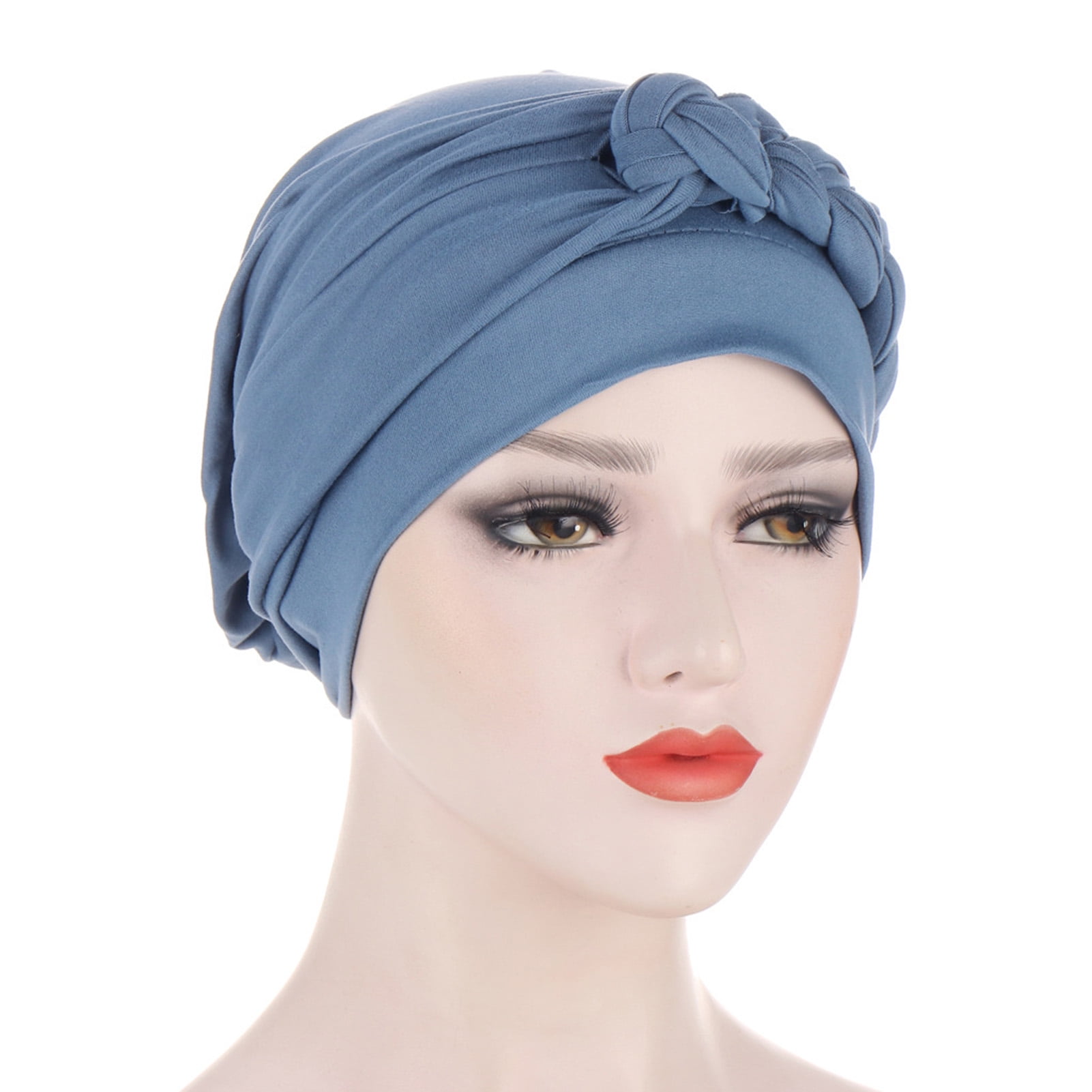 Temacd Head Scarf Braid Headdress Brimless Pure Color Turban Cap Party ...