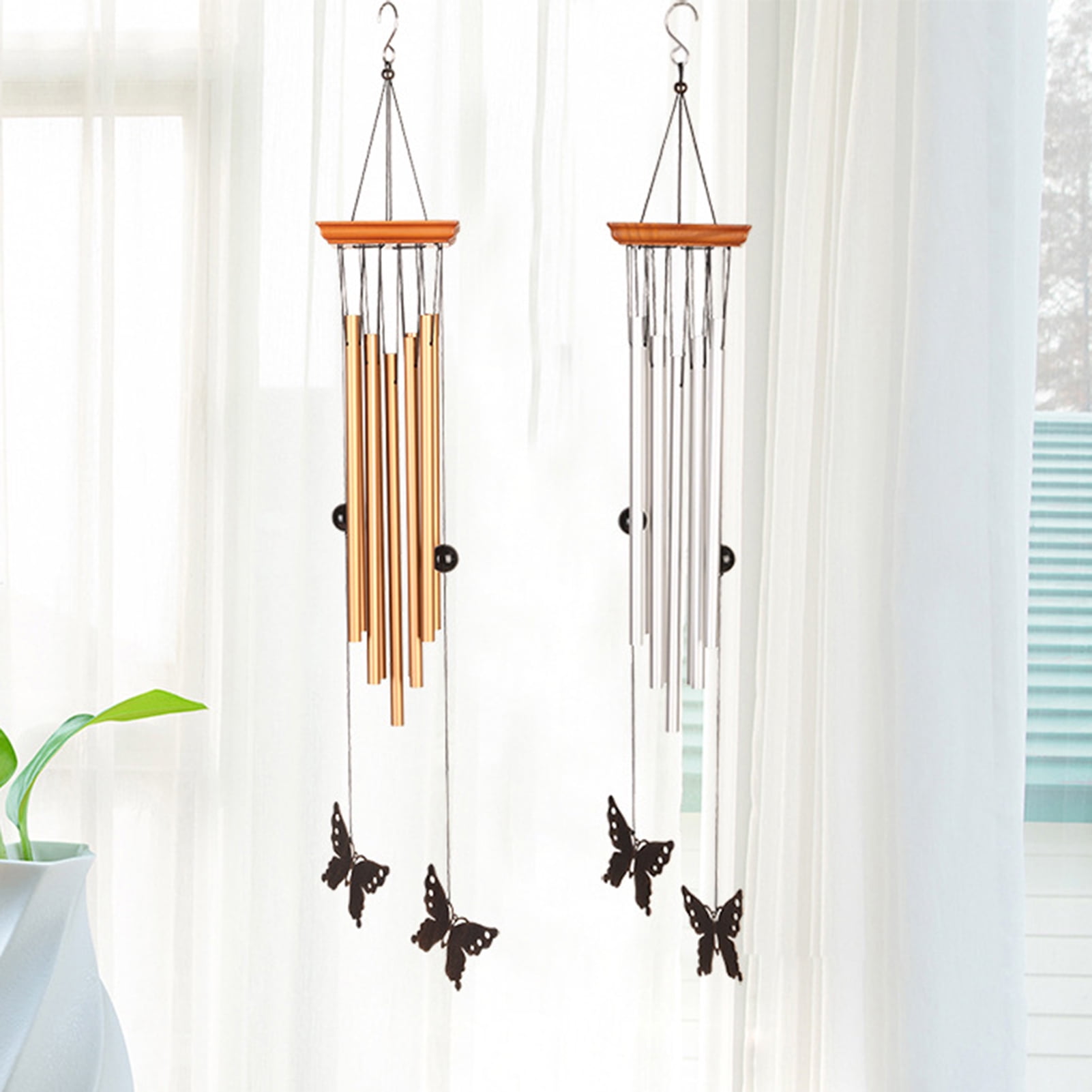 Temacd Outside Butterfly Wind Chime Aluminum Tube Wind Chimes Ornament ...