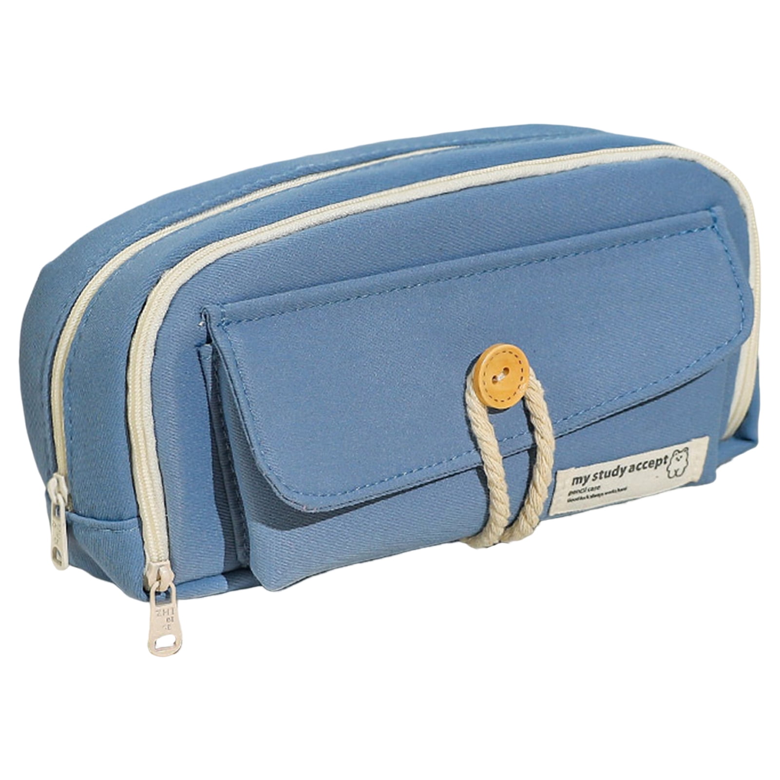 Temacd Pencil Case Oversized Pencil Case with 3 Compartments Button ...
