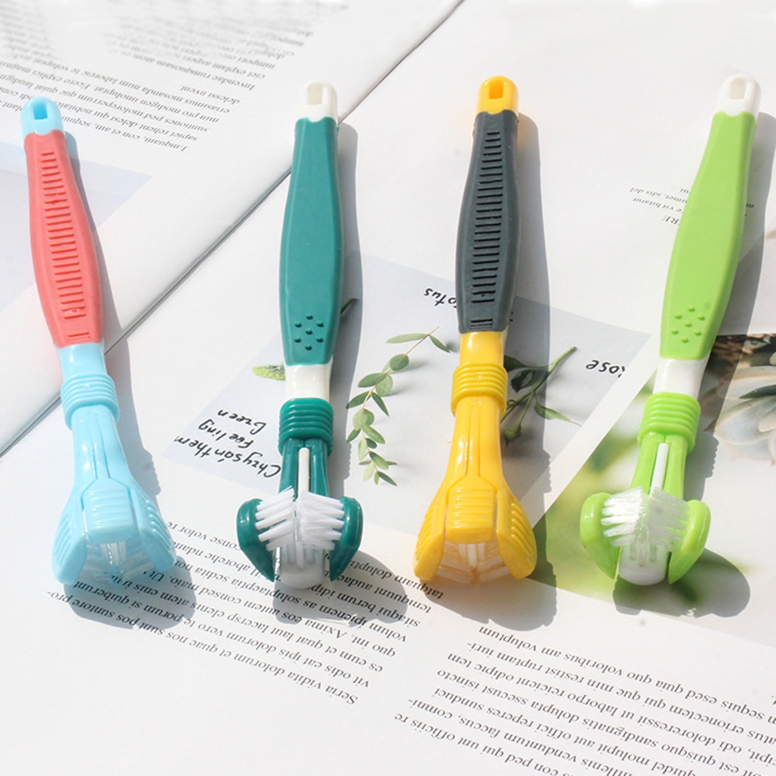 Temacd Pet Toothbrush Three Sided Multi-angle Cleaning Plastic Dog Soft ...