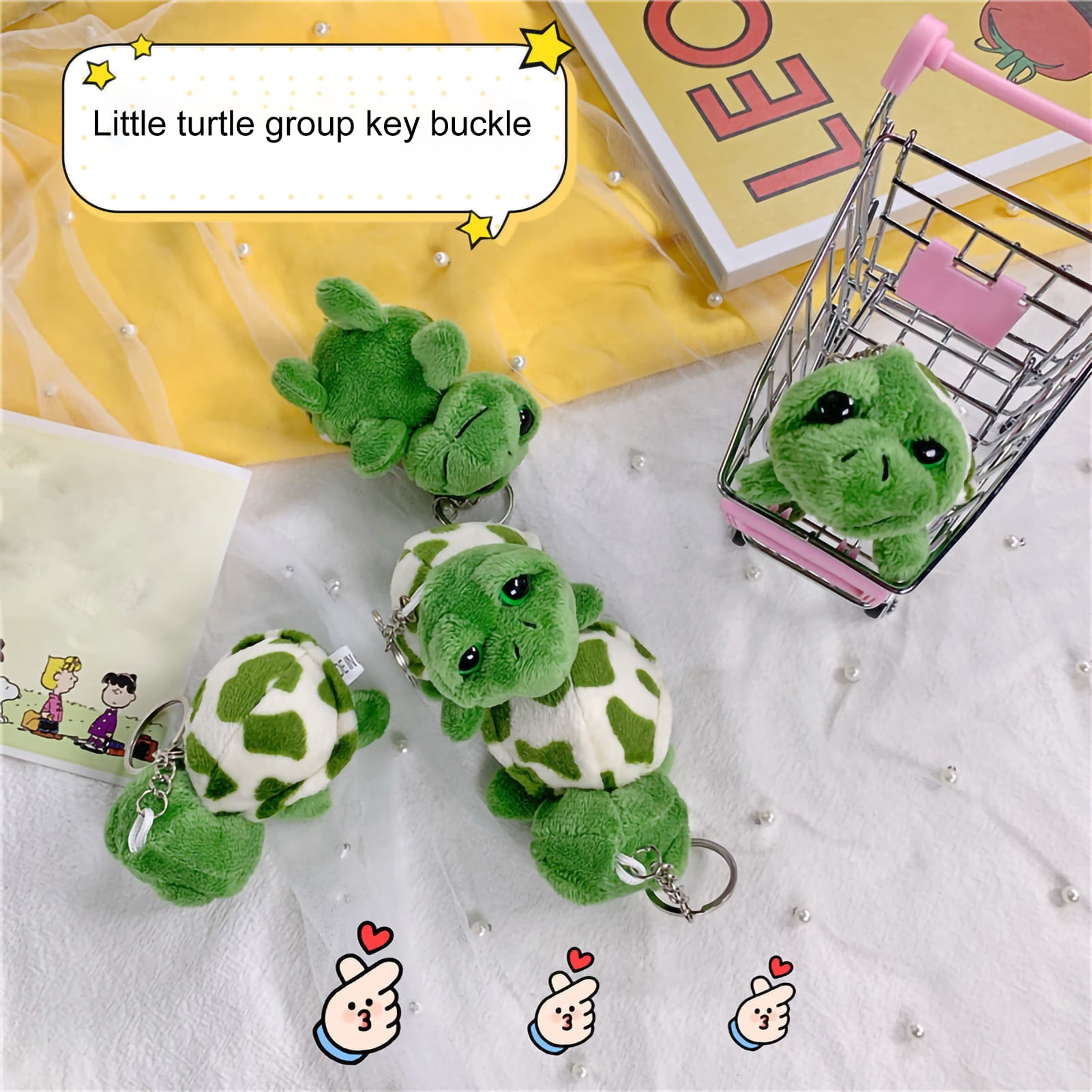 Temacd Plush Pendant Green Decorative Tortoise Stuffed Plush Keychain ...