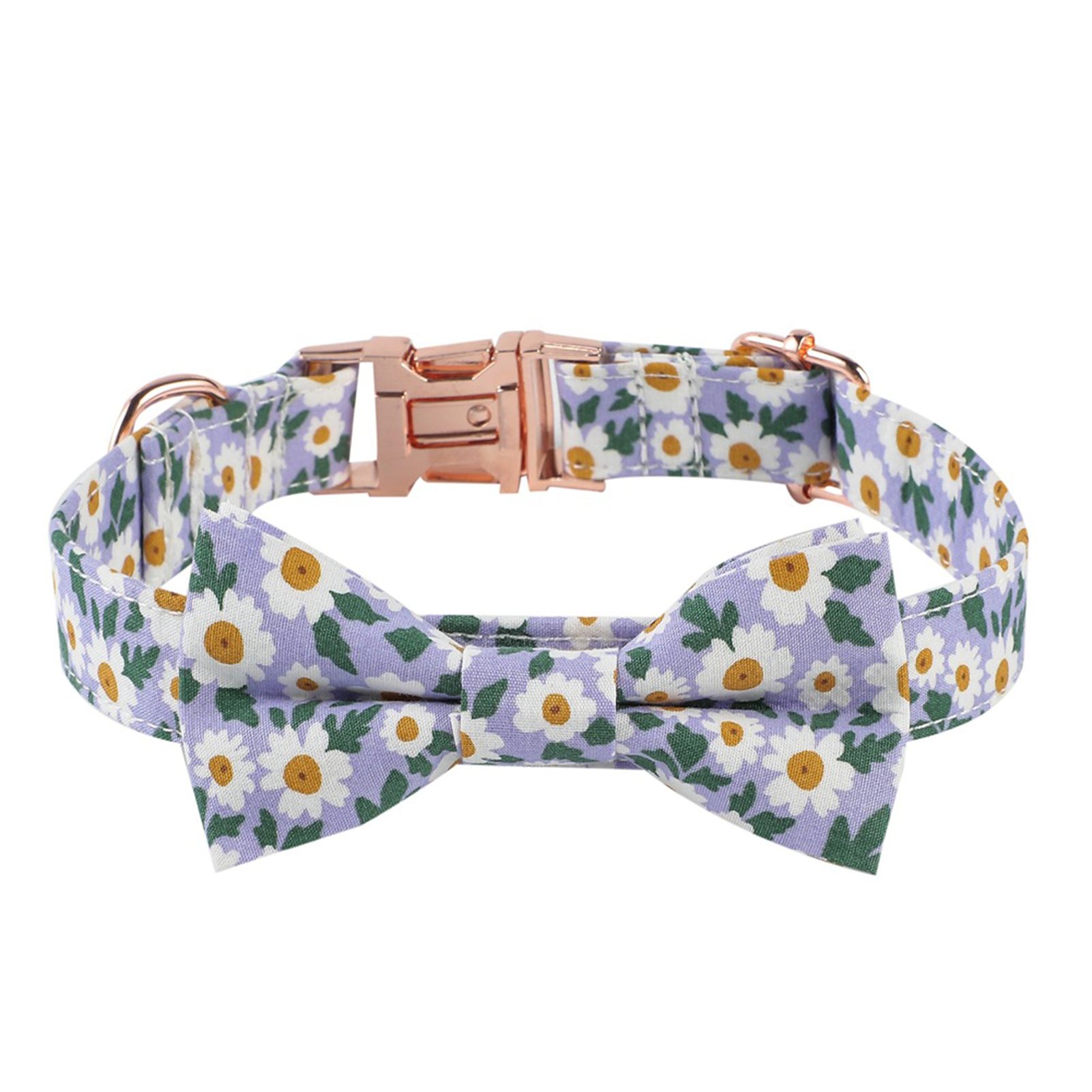 Temacd Puppy Collar Floral Print Adjustable Cotton Dogs Bow-knot ...