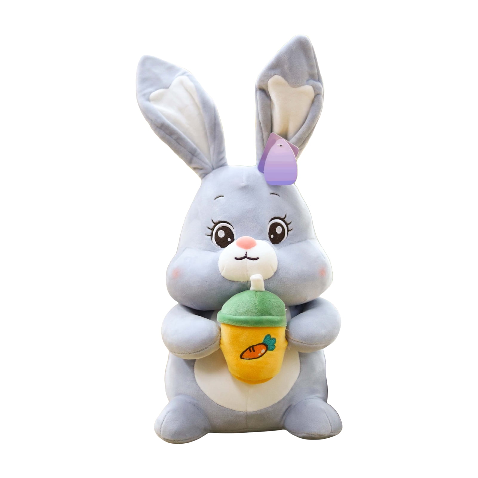 Temacd Rabbit Plush Toy Hold Milk Bottle Cartoon Bunny Doll Plushies ...