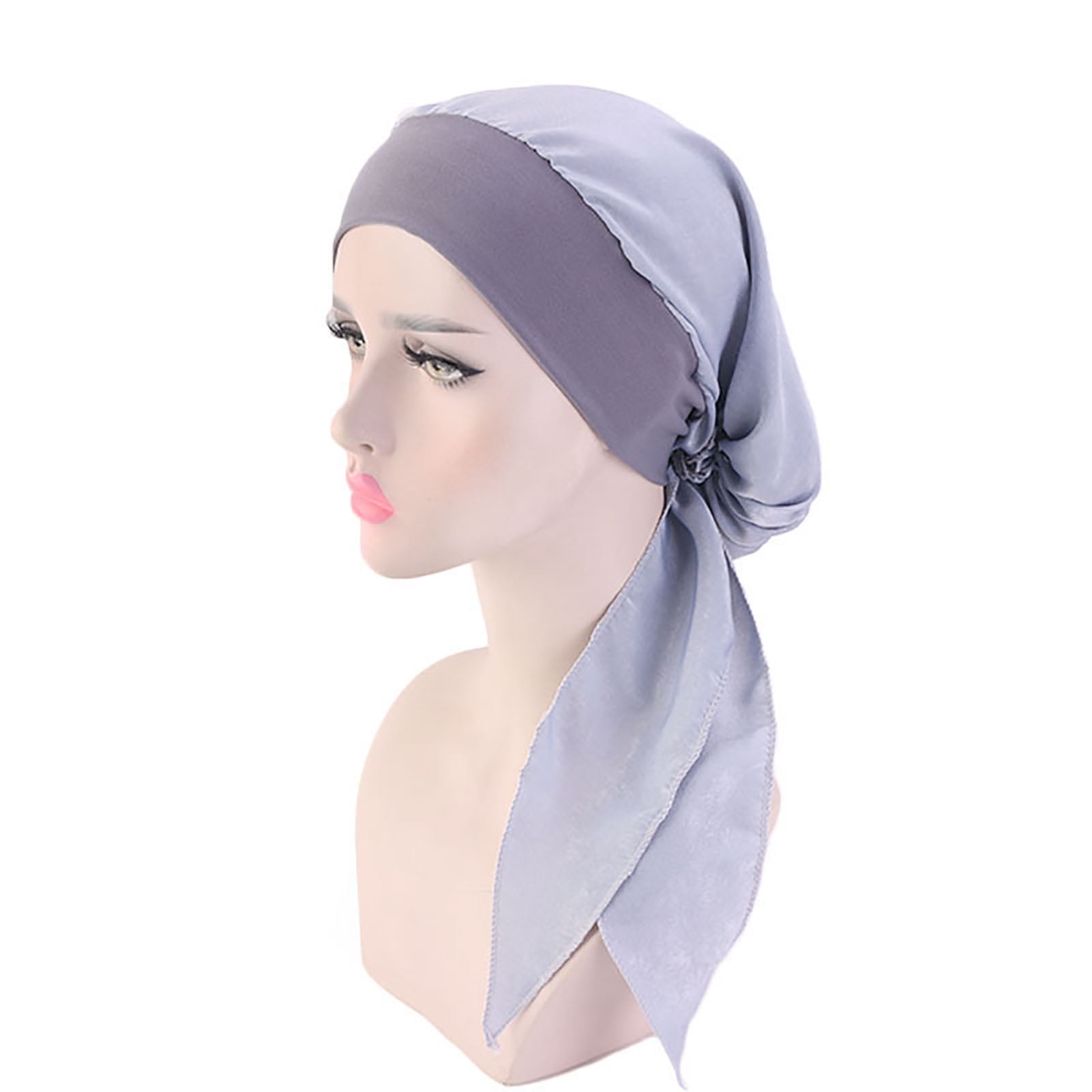 Temacd Smooth Headscarf Cap Traditional Imitation Silk Lacing Up Head ...