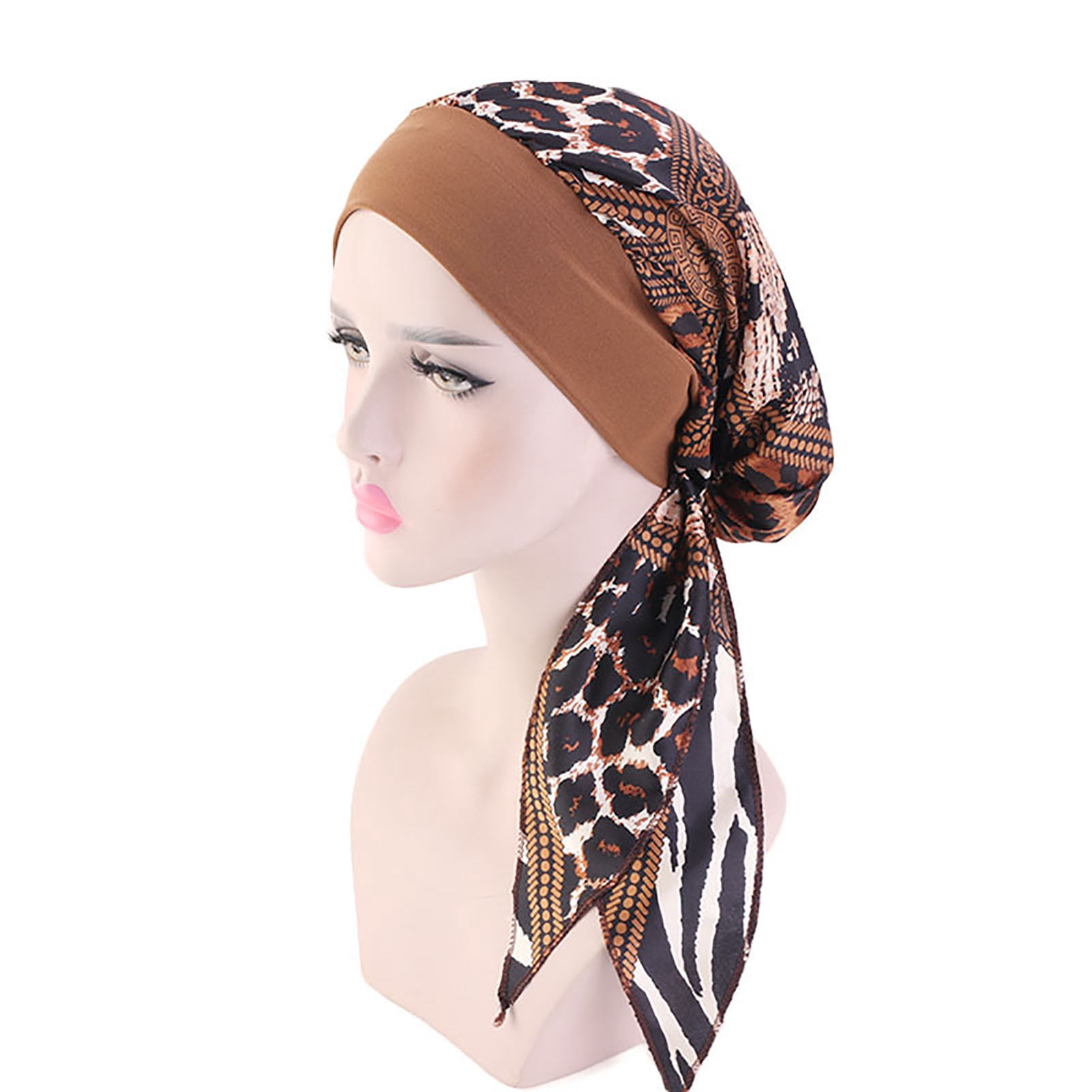Temacd Smooth Headscarf Cap Traditional Imitation Silk Lacing Up Head ...