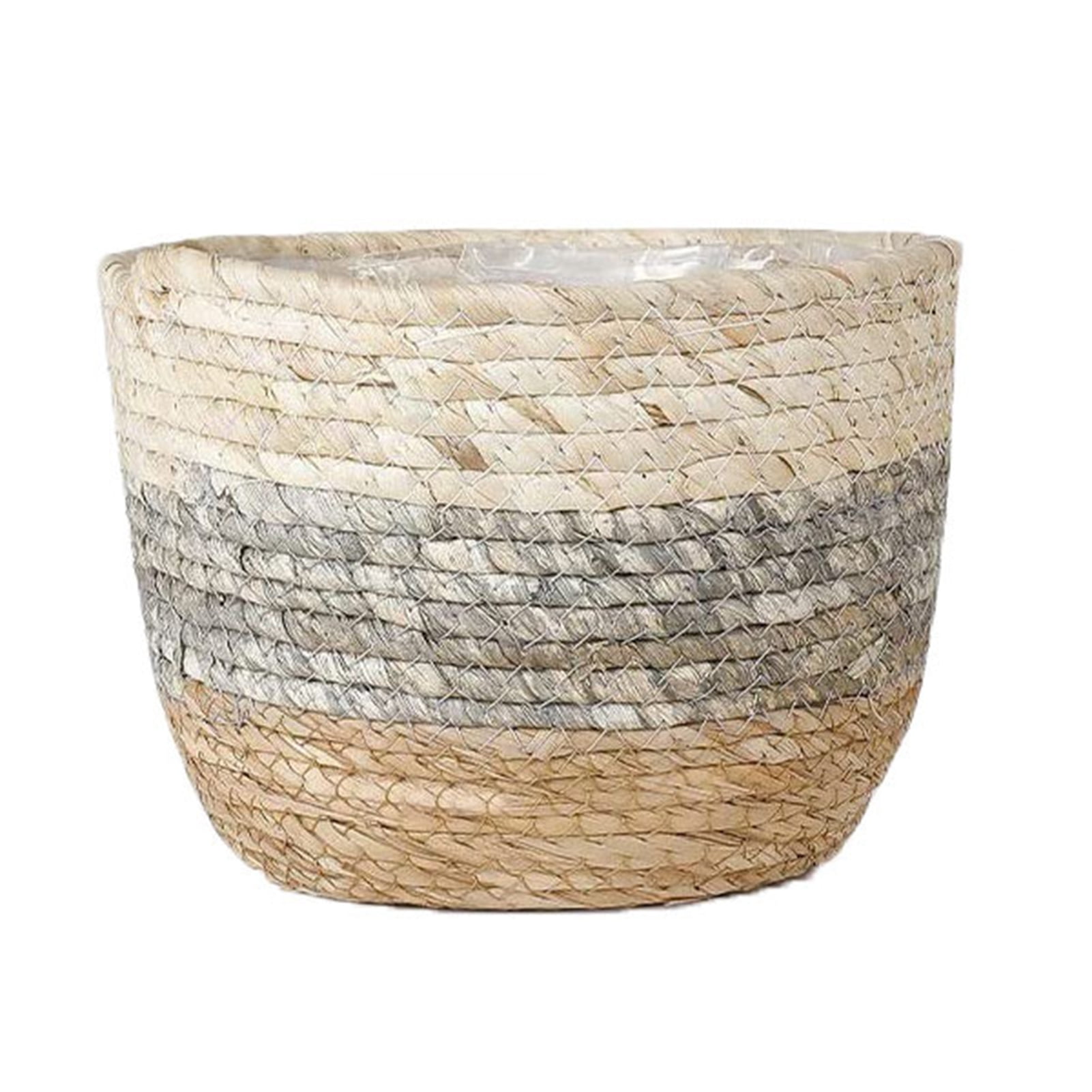 Temacd Solid Construction Straw Planter DIY Handmade Woven Flower Pot ...