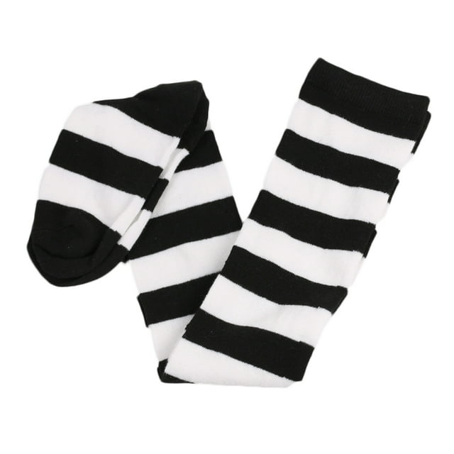 Temacd Stockings Color Block Striped Women Over The Knee Thigh High ...