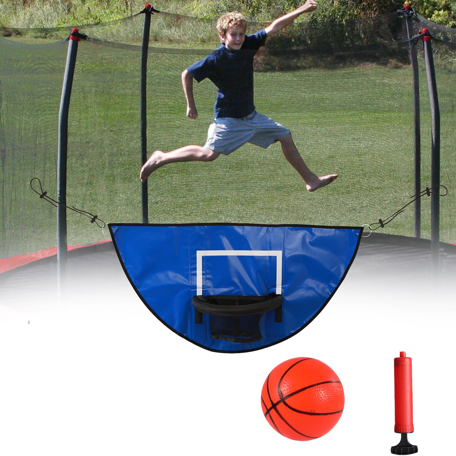 Temacd Trampoline Basketball Hoop Set with Pump and Mini Basketballs ...