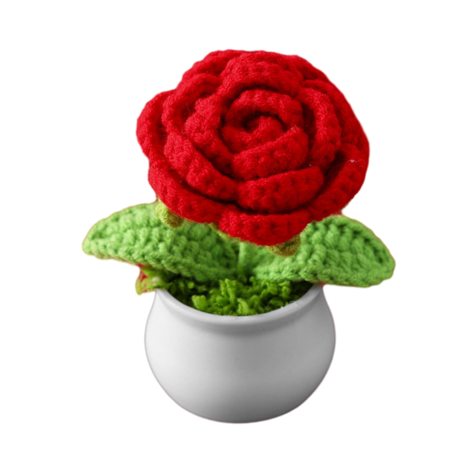Temacd Valentine's Day Cute Knitting Rose Flower Style DIY Handwoven ...