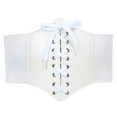 Temacd Waist Belt Widened Lace Up Vintage Strapped Stretchy Tight Waist Faux Leather Lady Dress