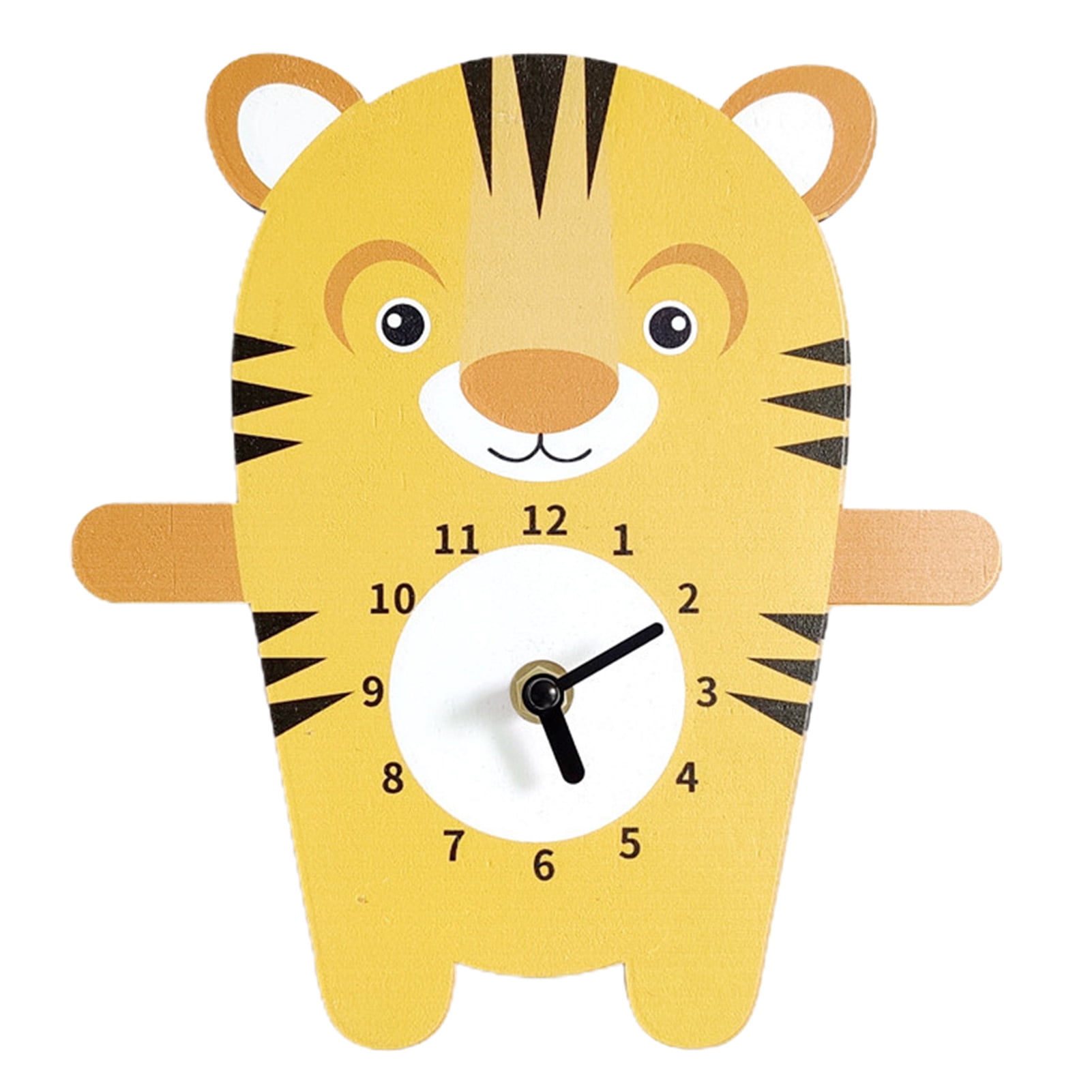 Temacd Wall Clock Panda Tiger Shaped Silent Operated Adorable Cartoon ...